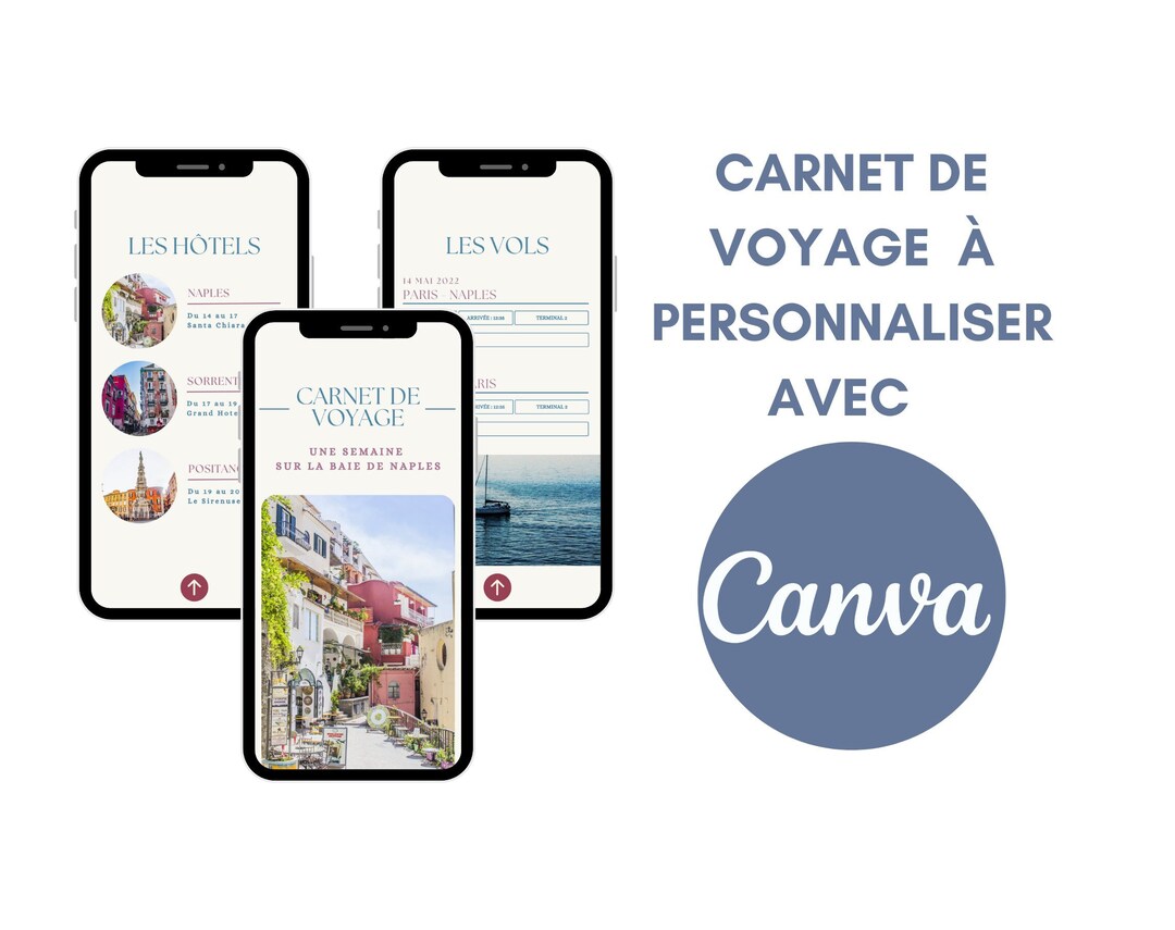 Template Canva Digital Travel Diary in French Naples, Italy. Modern ...