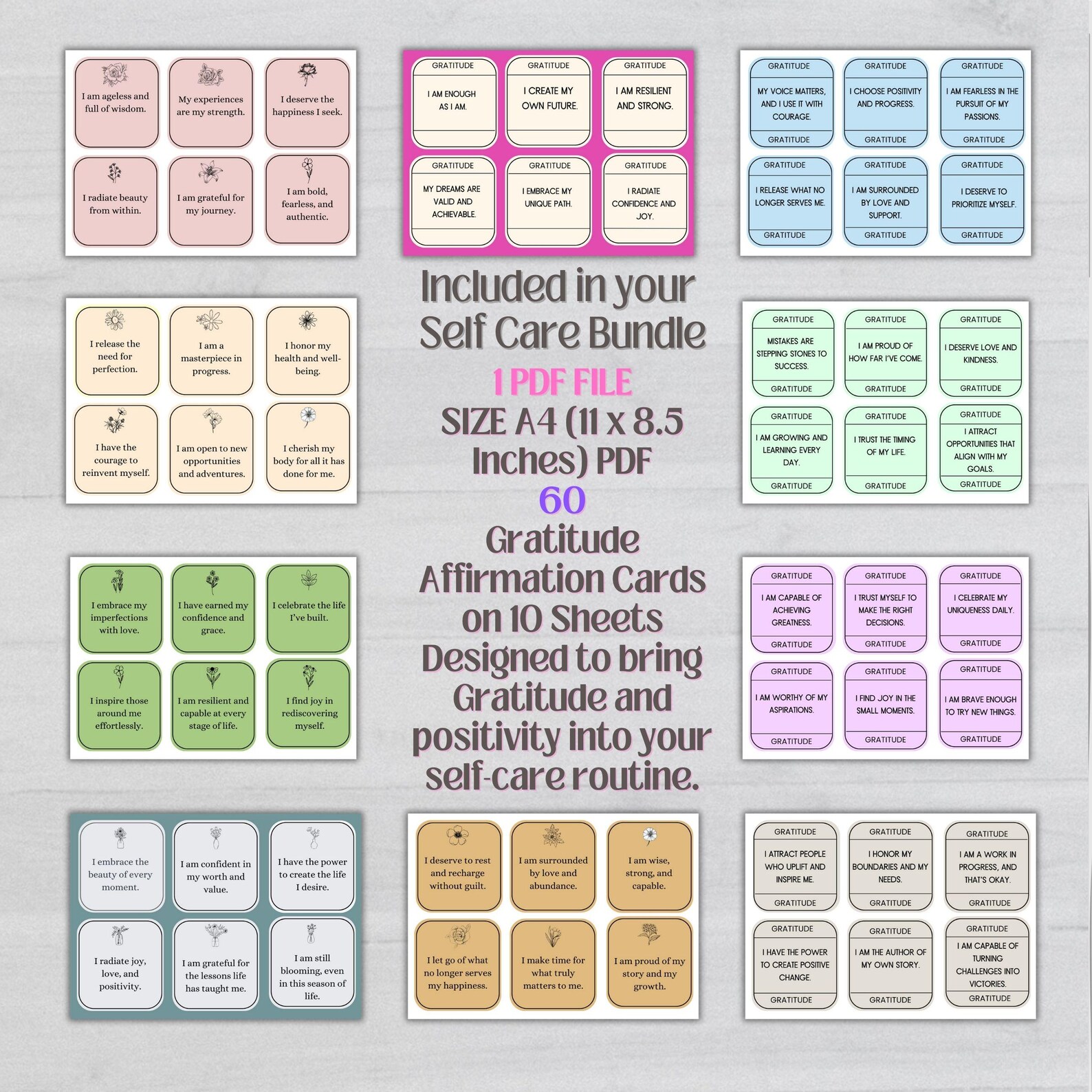 Boost Your Mood: Law of Attraction Cards Set - Printable Gratitude ...