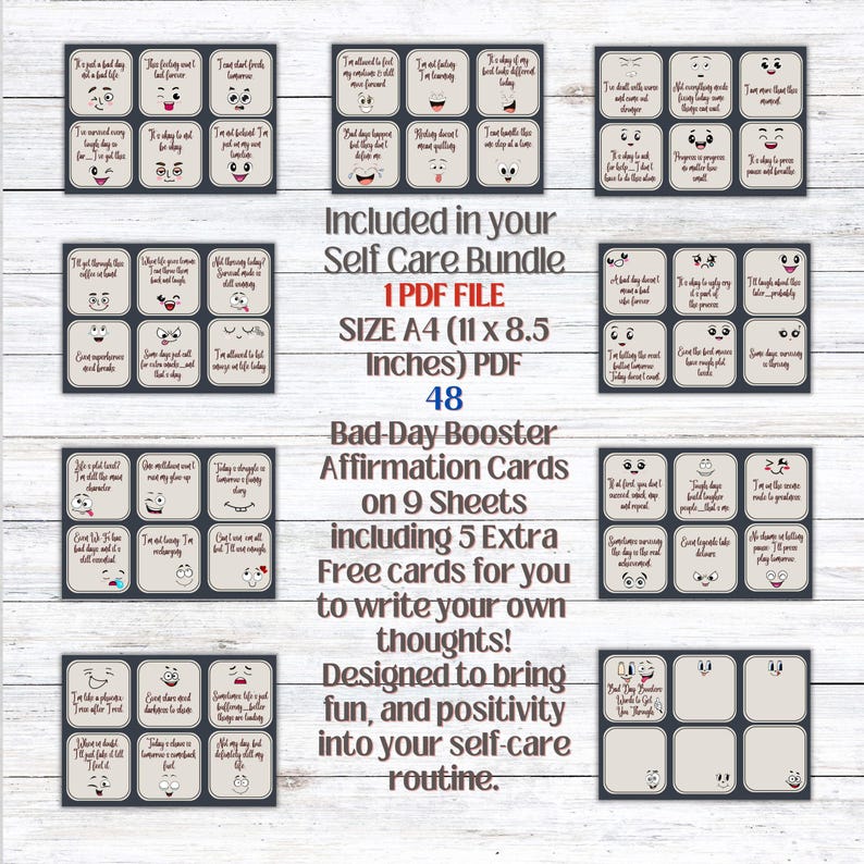 48 Affirmation Cards. Positive Flashcards. Digital Download. Emotional ...