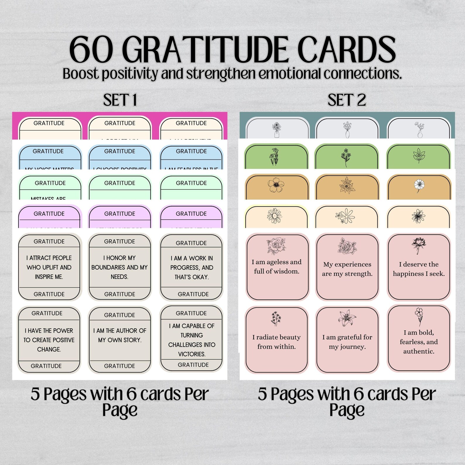 Boost Your Mood: Law of Attraction Cards Set - Printable Gratitude ...