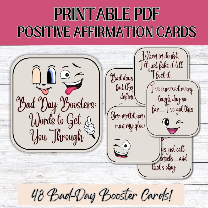 48 Affirmation Cards. Positive Flashcards. Digital Download. Emotional ...