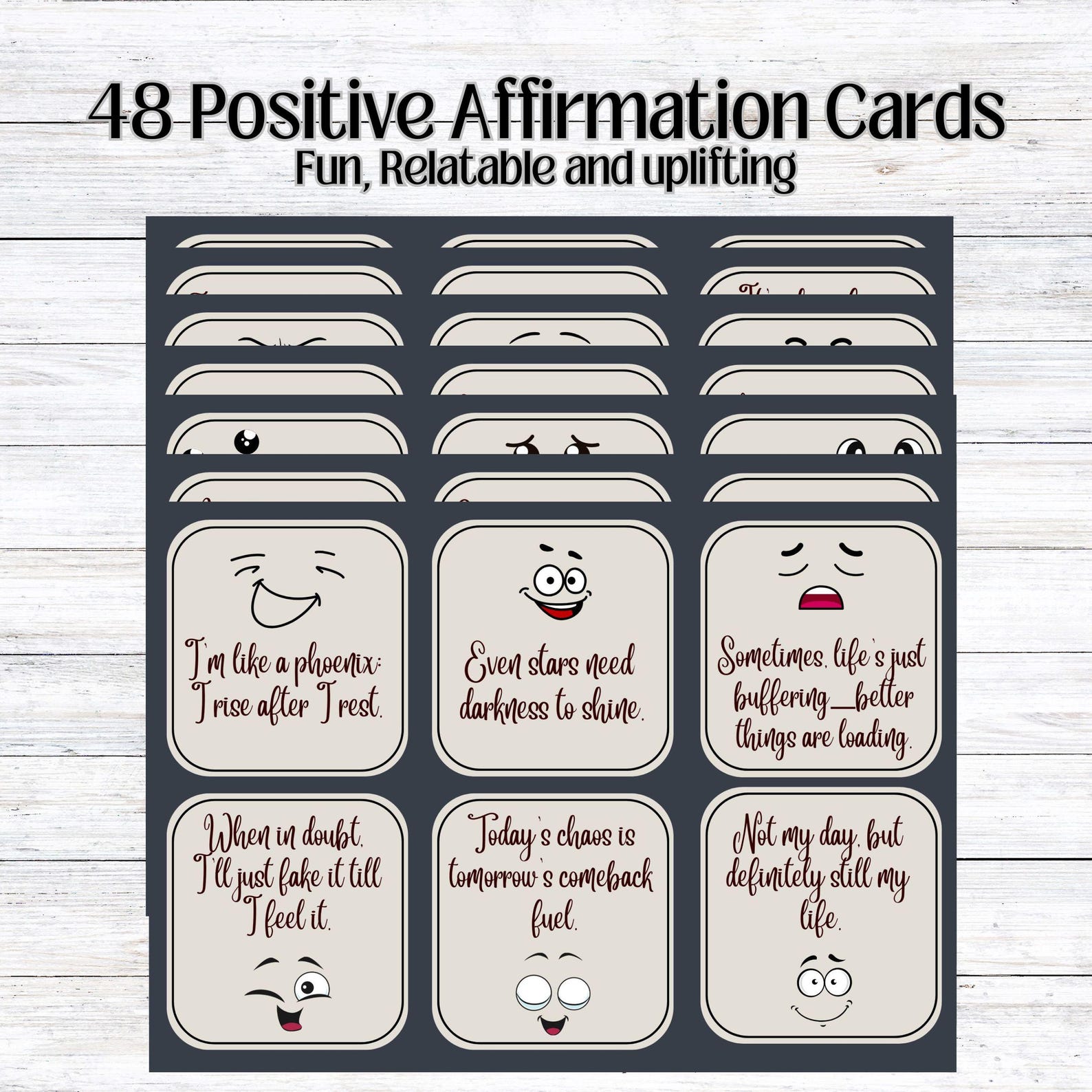 48 Affirmation Cards. Positive Flashcards. Digital Download. Emotional ...