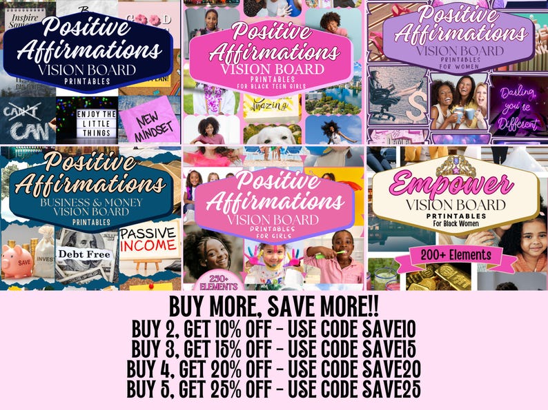 Vision Board Printables for Girls - 250+ Inspiring Images, Positive ...