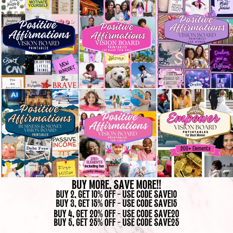 Positive Affirmation Card Deck, Vision Board Printables, Cards for Law ...