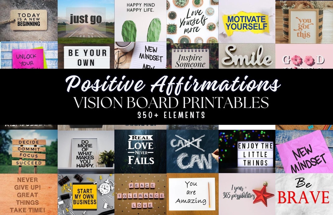 Positive Affirmations Vision Board Printables – 350+ Empowering Images ...