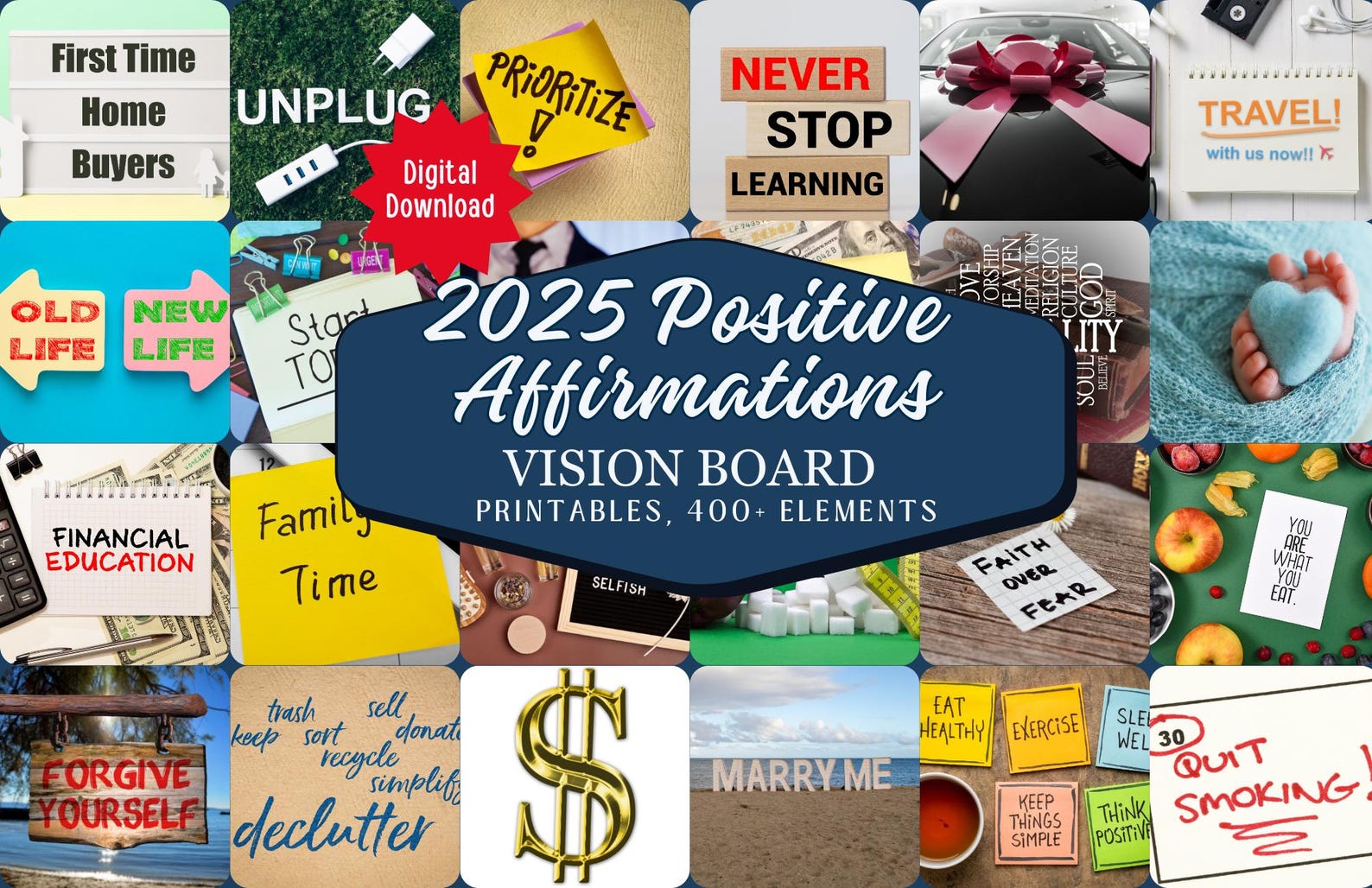 Manifest Your Goals: 2025 Vision Board Kit With 400 Images ...