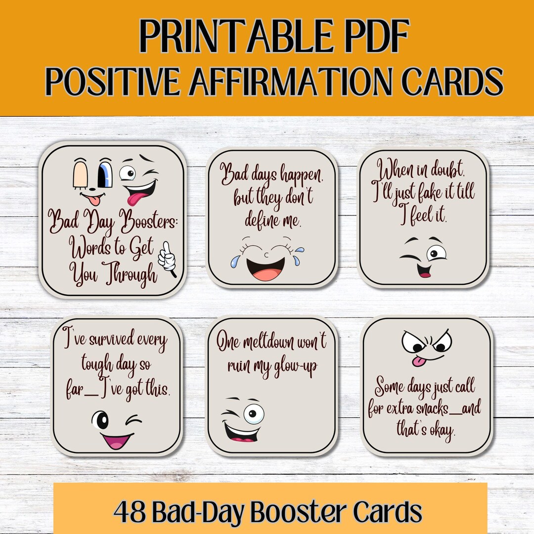 48 Affirmation Cards. Positive Flashcards. Digital Download. Emotional ...