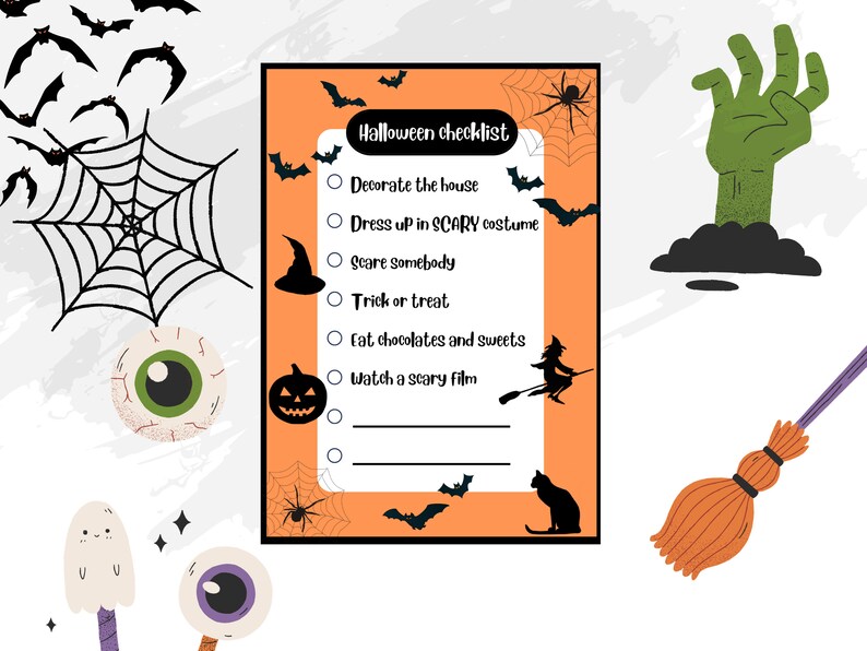 HALLOWEEN CHECKLIST- Halloween to Do List - Halloween Party Activity ...