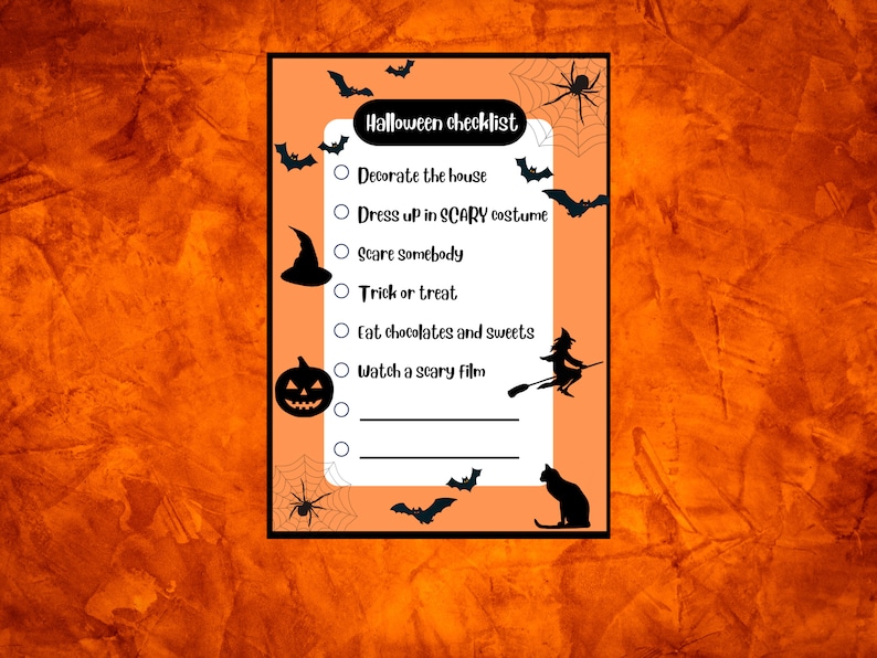HALLOWEEN CHECKLIST- Halloween to Do List - Halloween Party Activity ...