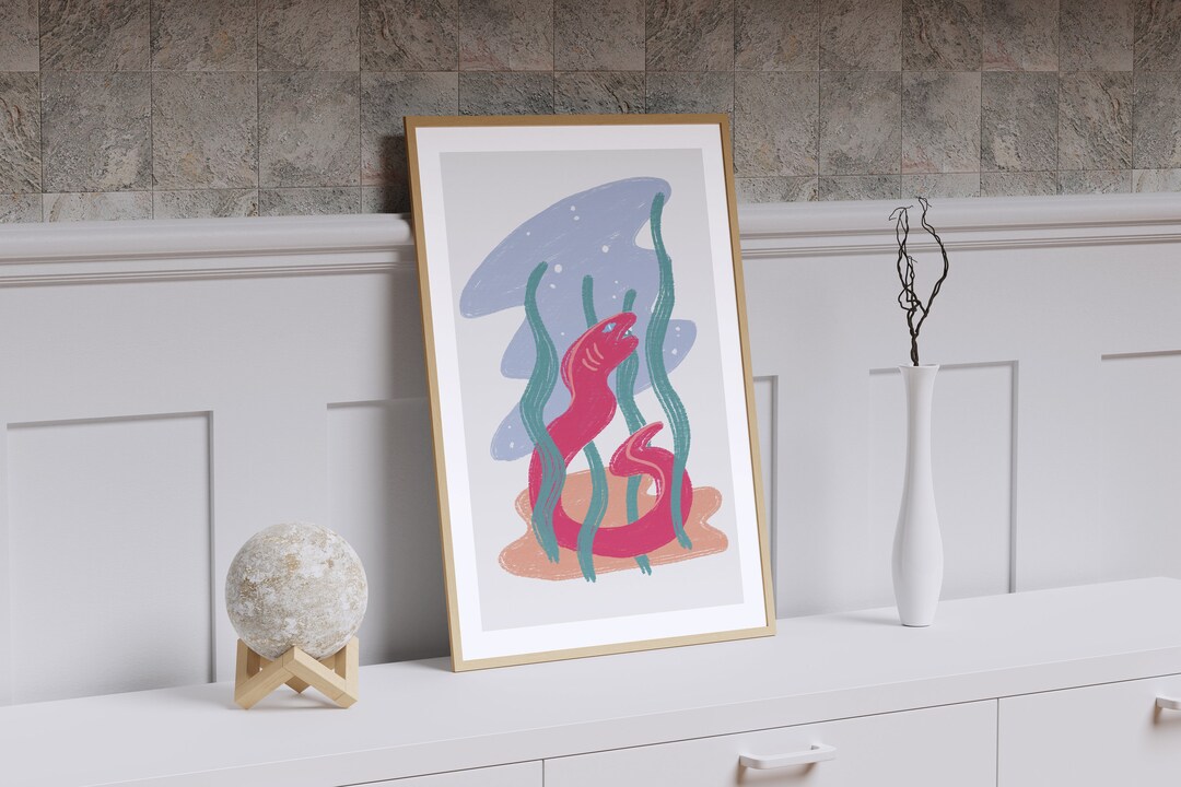 Eel Art Print Fun Colorful Printable Illustration for Design Lovers ...