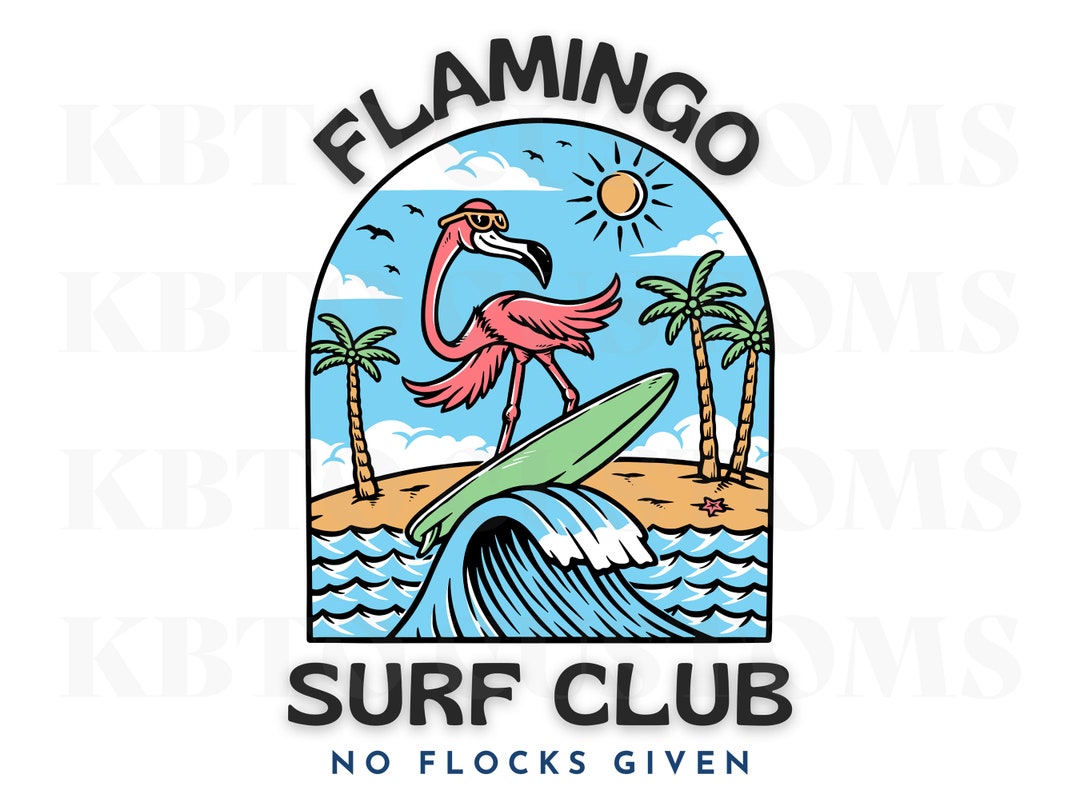 Flamingo Surf Club Vacation Art PNG Sublimation DTF Prints - Etsy