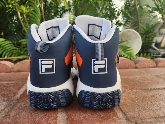 FILA MB Mens Basketball Shoes Navy Blue Orange Neon G… - Gem