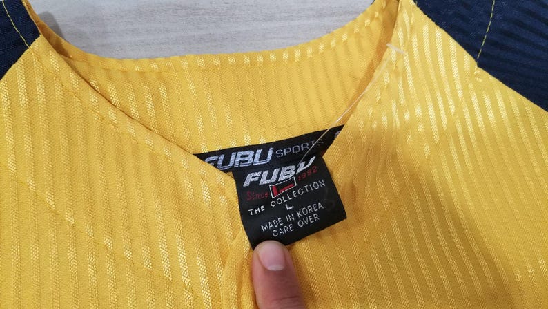 Men's FUBU Baseball Jersey 2000 Large Era 90s Vintage Yellow Navy Blue - Etsy