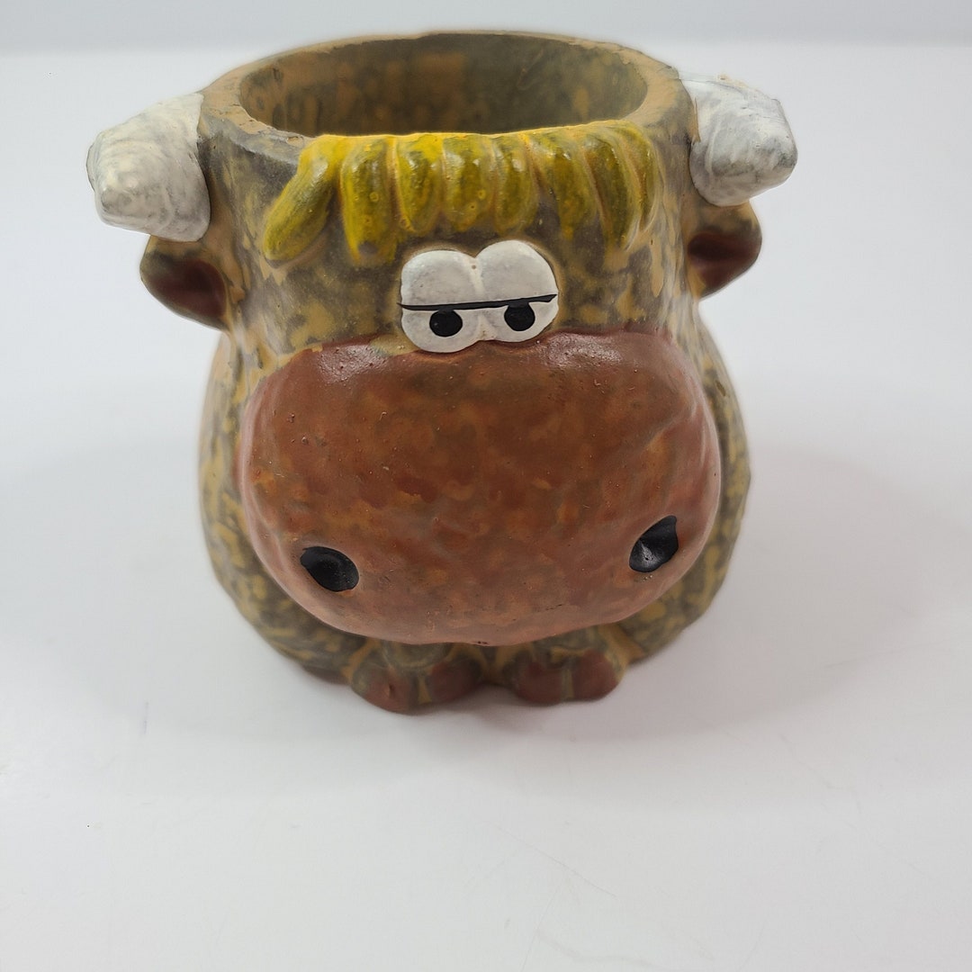 Vintage Highland Cattle Ceramic Candleholder, Made in Japan, Whimsical ...