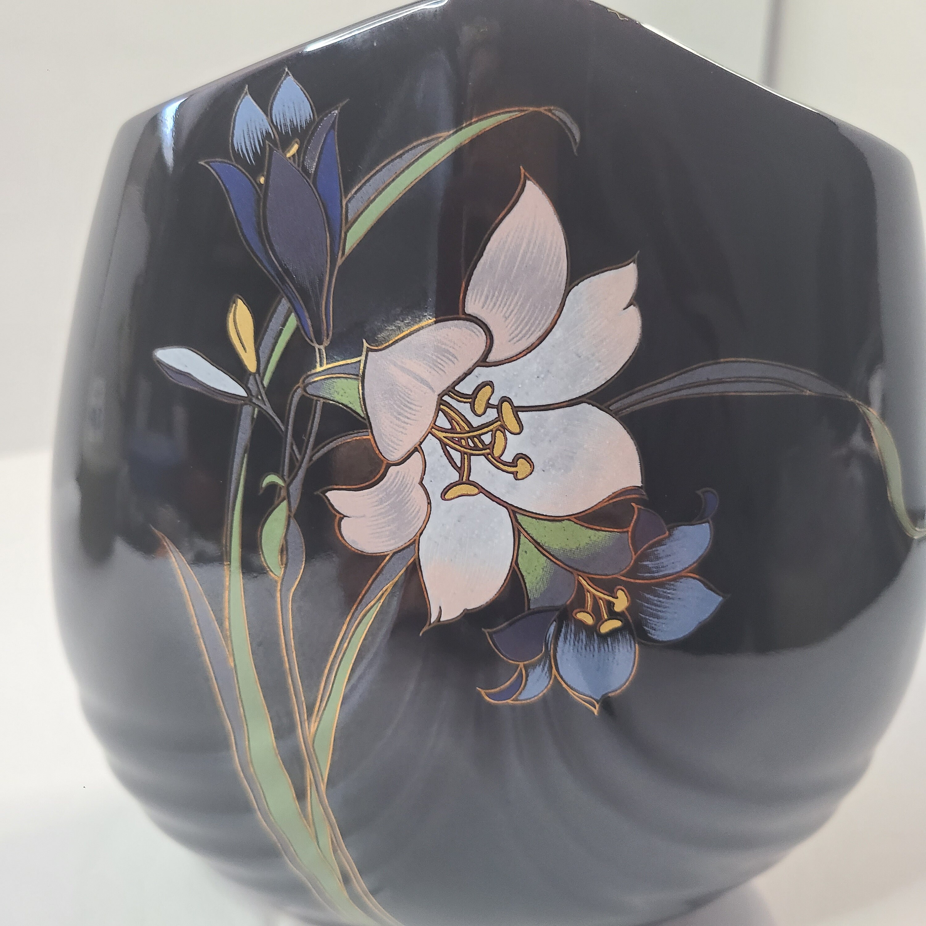 Vintage Japanese Vase Inarco Japan Yamaji Black Floral - Etsy