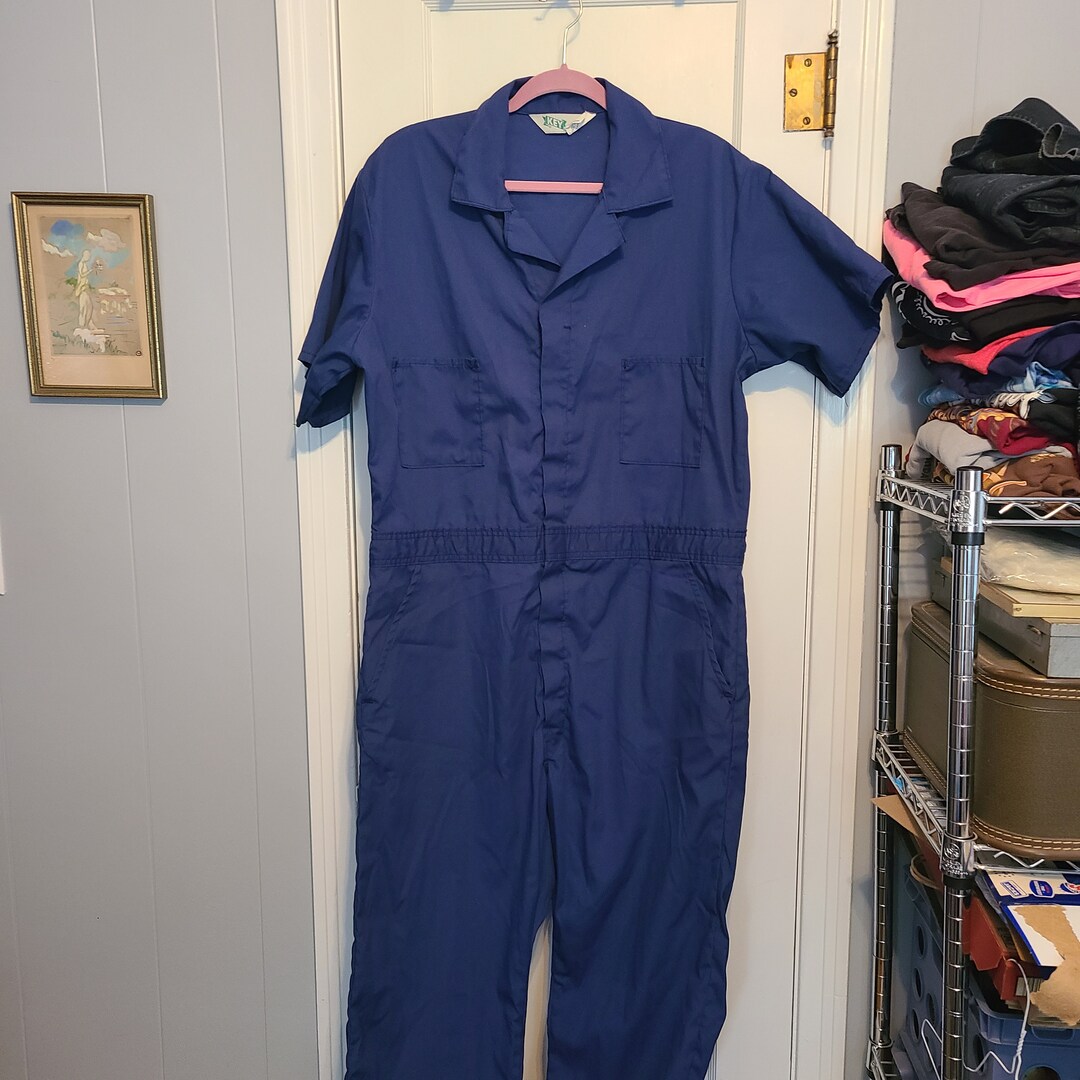 Vintage Lightweight Coveralls Key Blue Zipper and Snap - Etsy