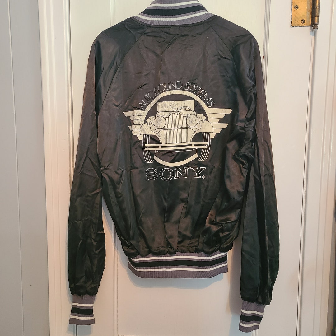 Vintage Sony Autosound System Jacket, Black Satin, Lining is Worn, Fair ...