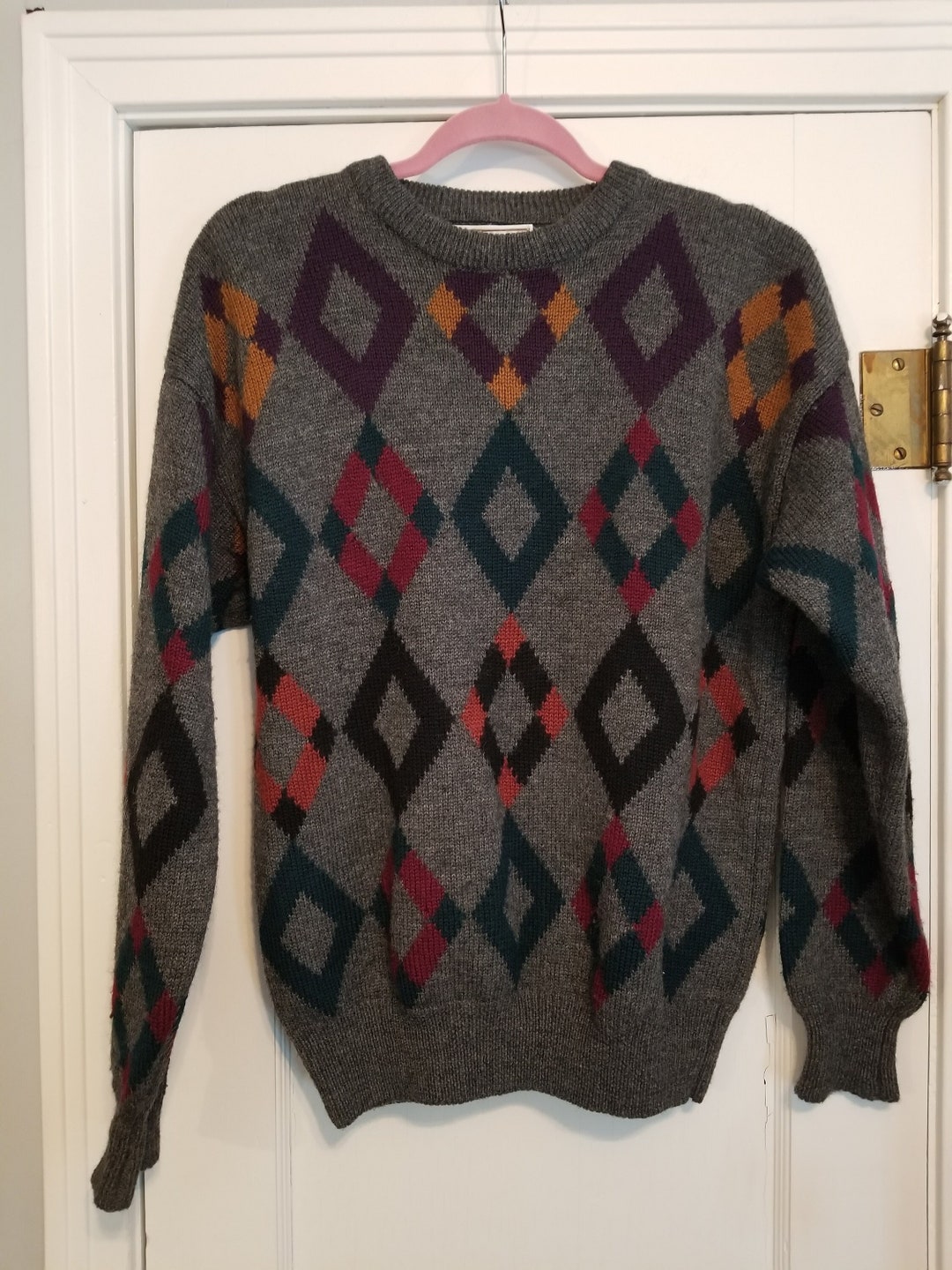 Vintage Bill Blass Signature Multi-colored Diamond Patterned Wool ...