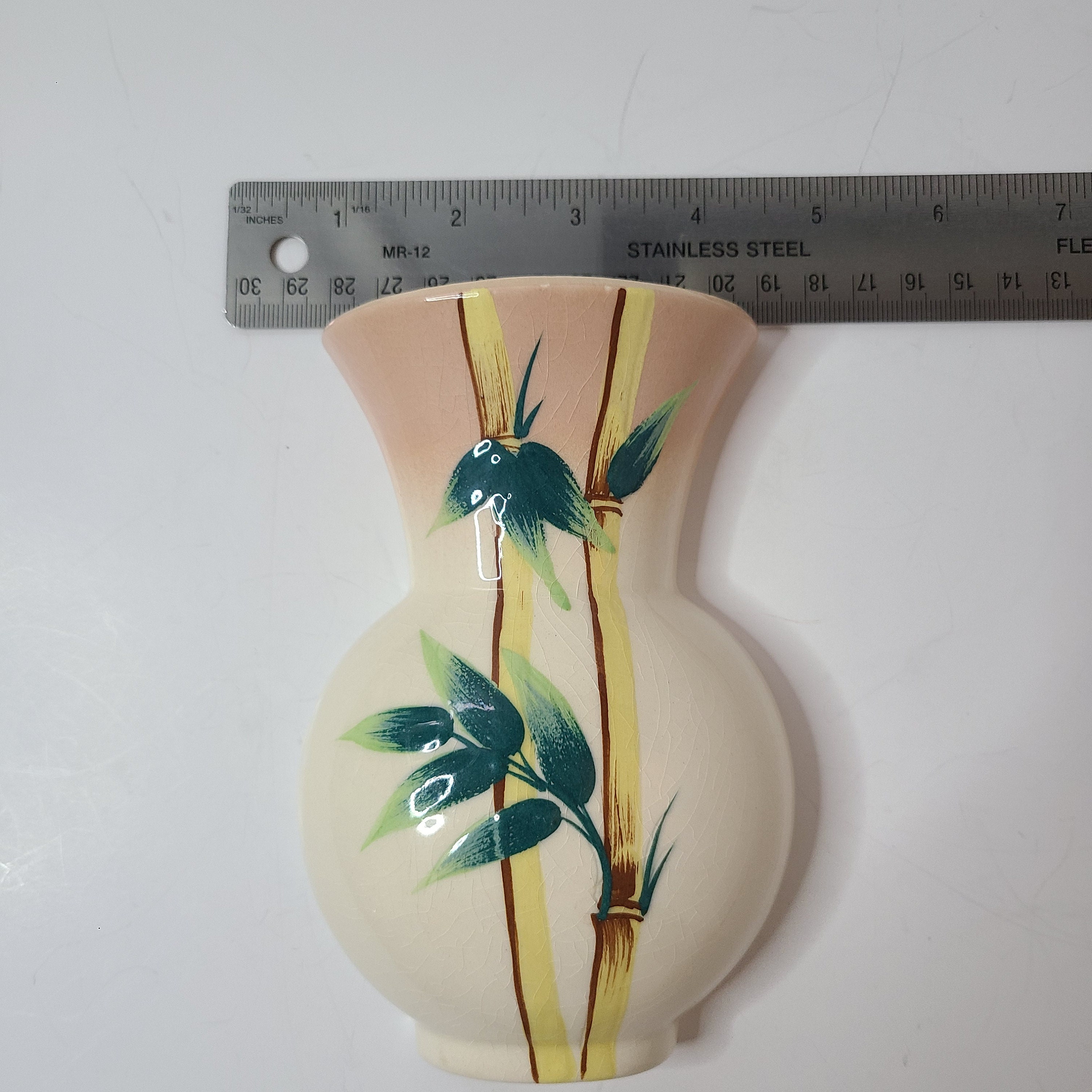 Vintage Wall Pocket, Bamboo Hand Painted Pattern, Weil Ware, Mid ...