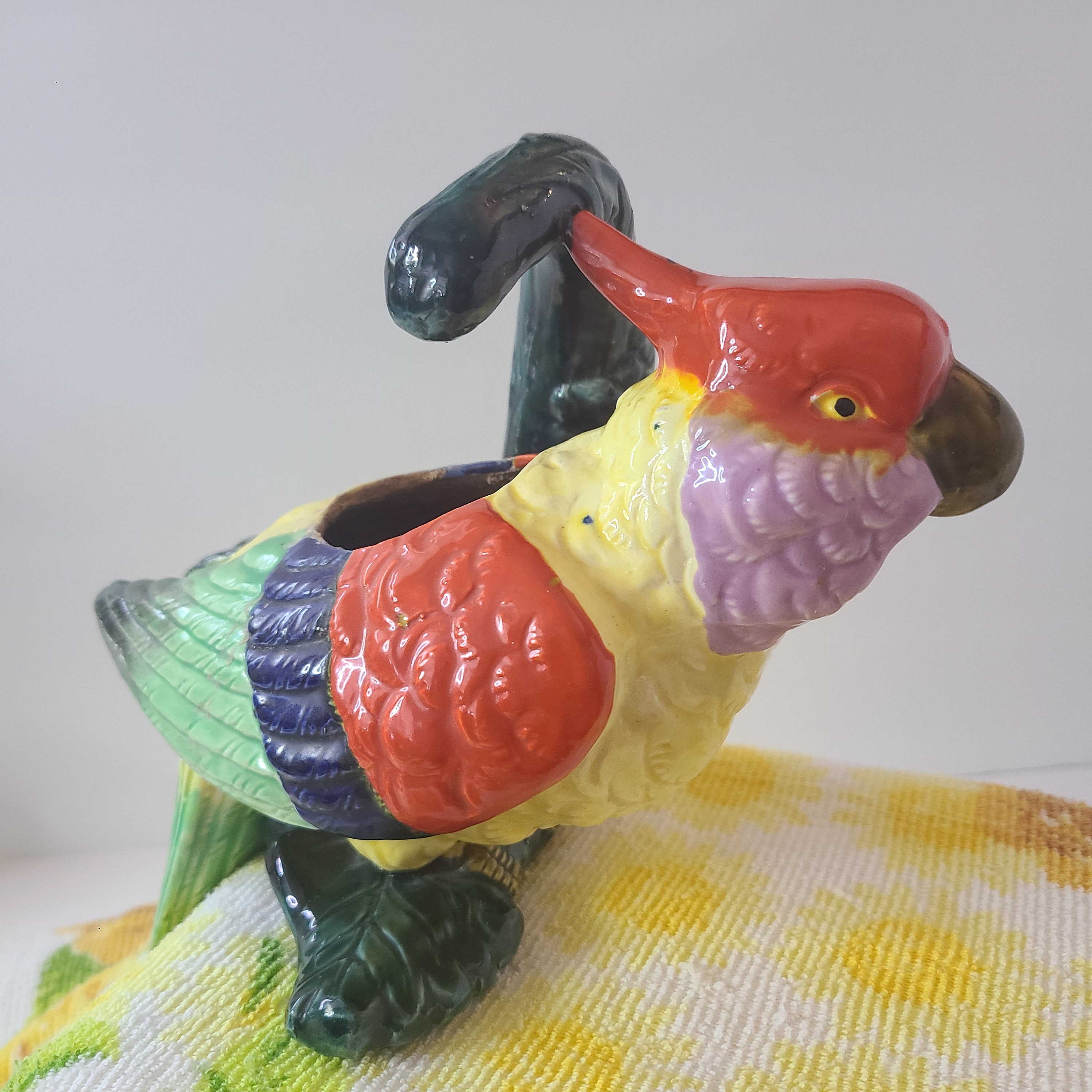 Vintage Parrot Planter, Hanging Planter, Colorful Parrot Planter, Mid ...