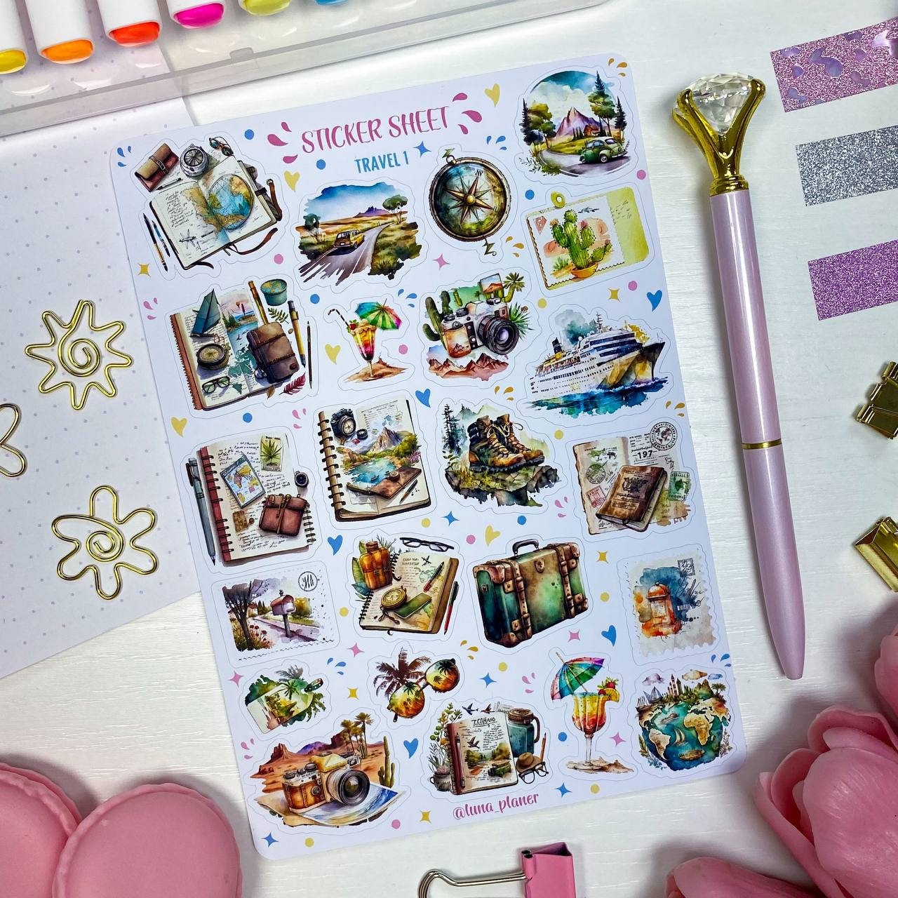 Sticker Sheet TRAVEL Scrapbook Stickers, Bullet Journal Stickers ...