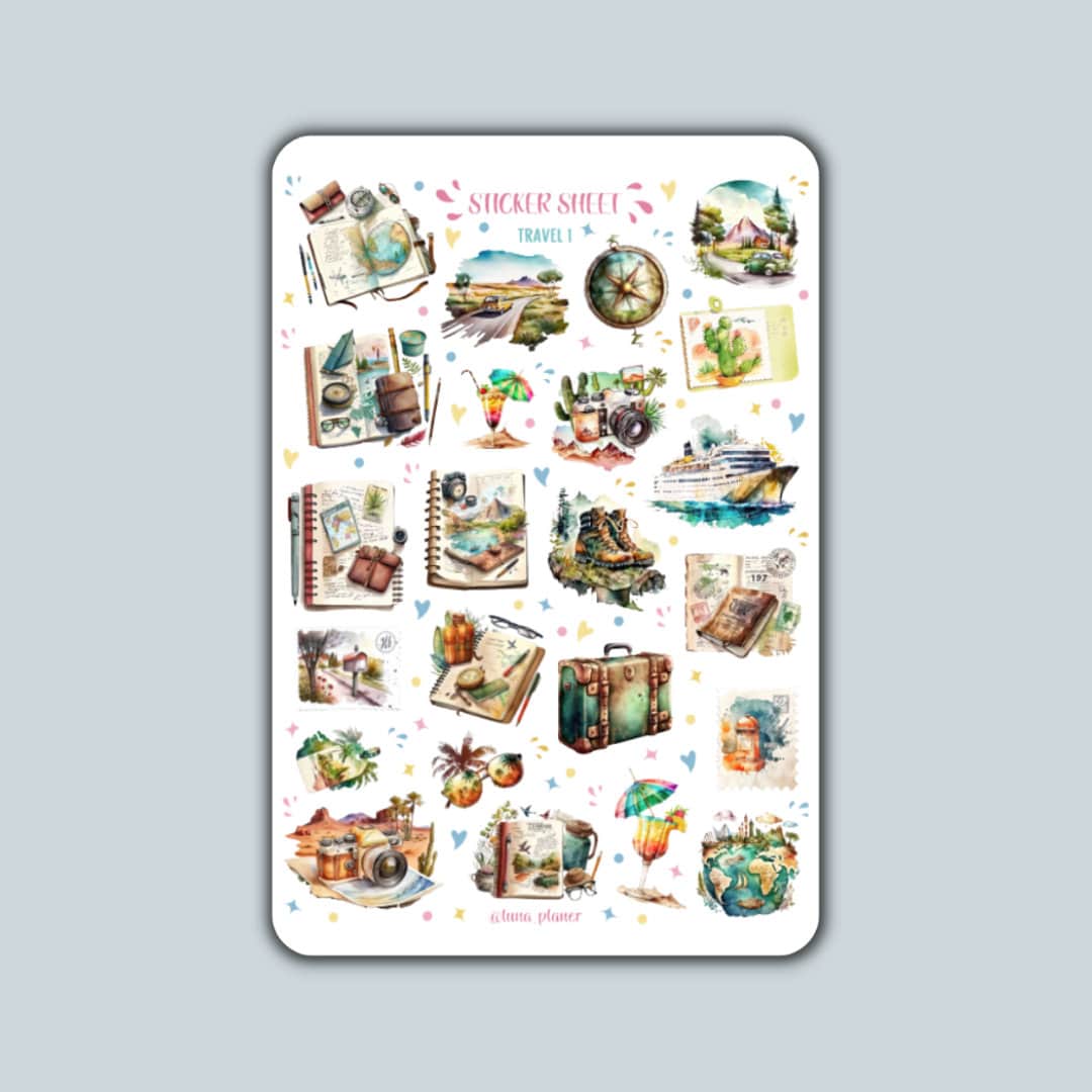 Sticker Sheet TRAVEL Scrapbook Stickers, Bullet Journal Stickers ...