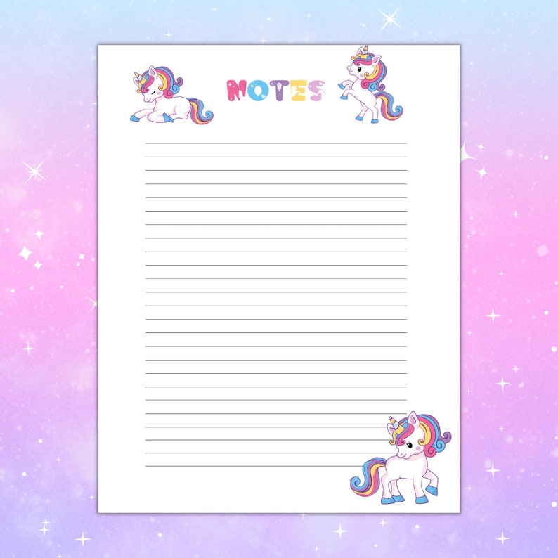 Notes Page Printable, Writing Paper, Planner Insert, Colorful, Pastel ...