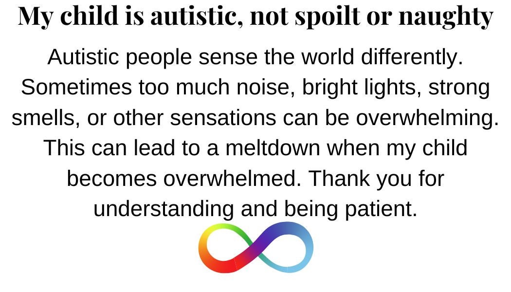 Printable Autism Information Card for Parents - Etsy