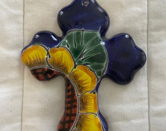 11 Mexican Pottery Talavera Cross Folk Art Ceramic Cross Crucifixes ...