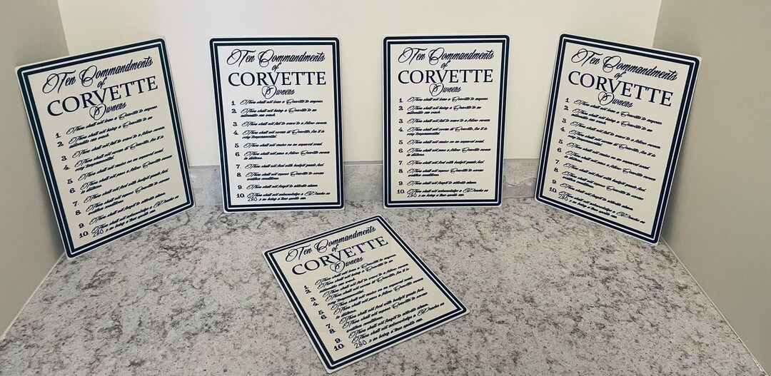Ten Commandments of Corvette Owners Metal Sign, Garage, Man Cave - Etsy