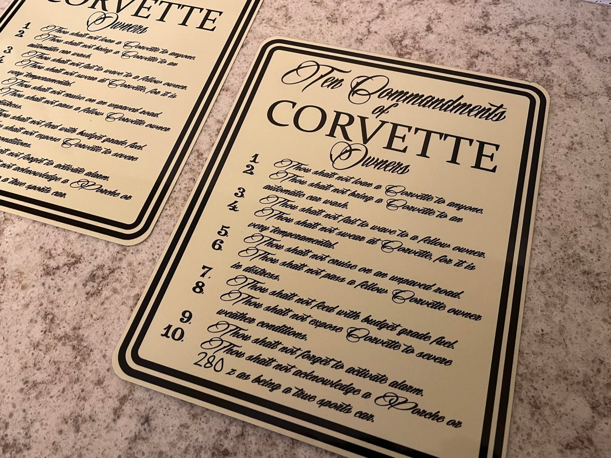 Ten Commandments of Corvette Owners Metal Sign, Garage, Man Cave - Etsy