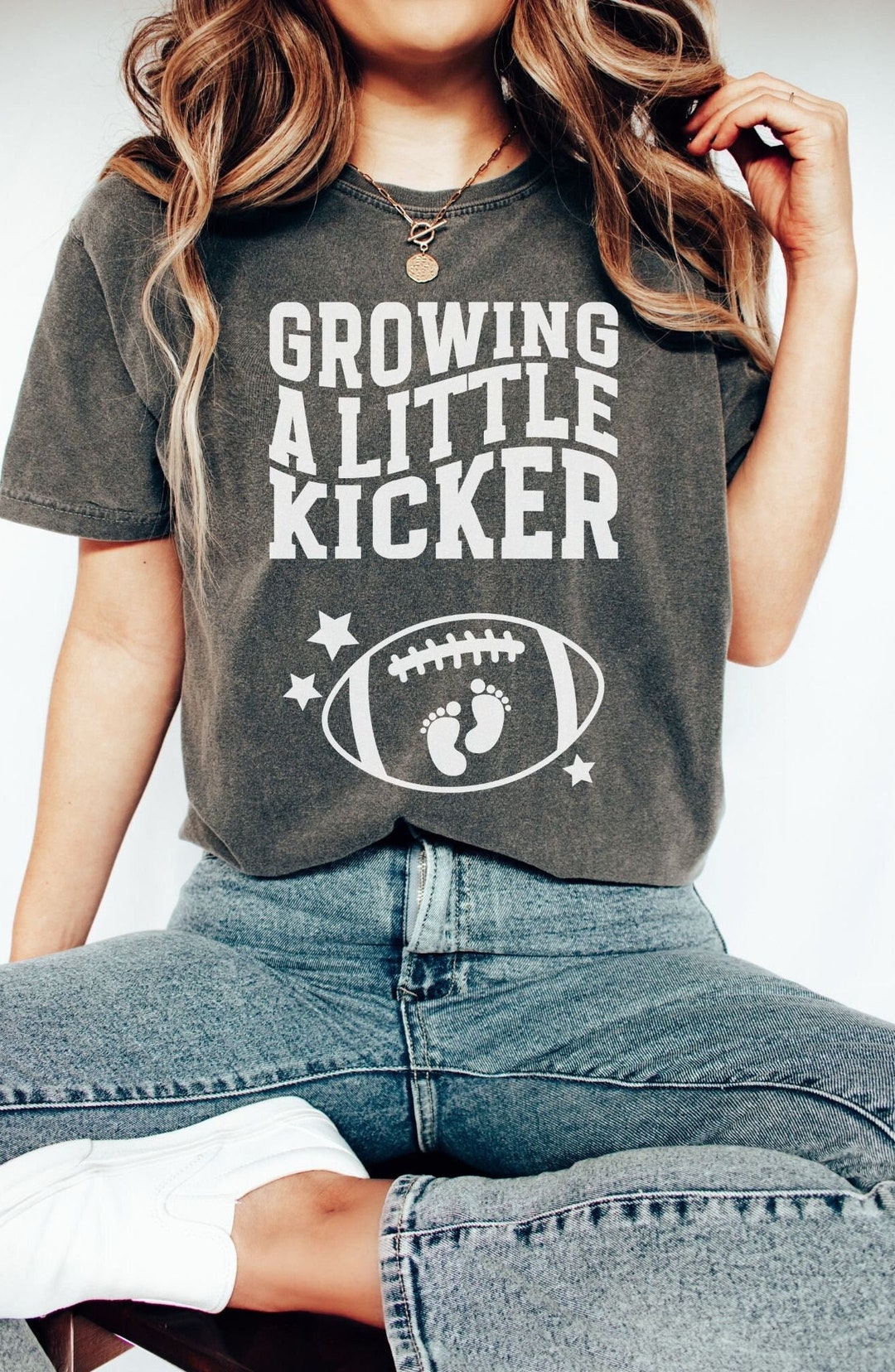 Growing A Little Kicker Shirt Football Pregnancy Announcement Comfort ...