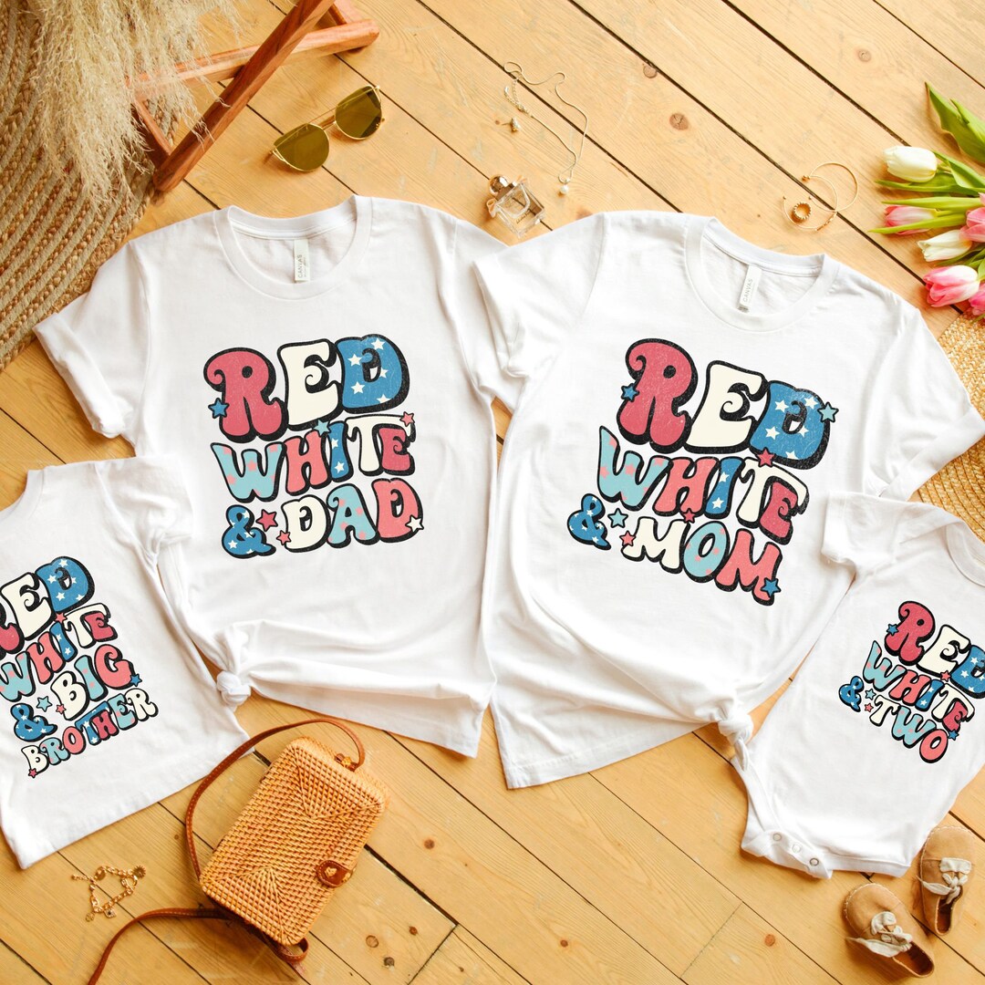 Red White and Two Matching Family Shirts, 4th of July 2nd Birthday ...