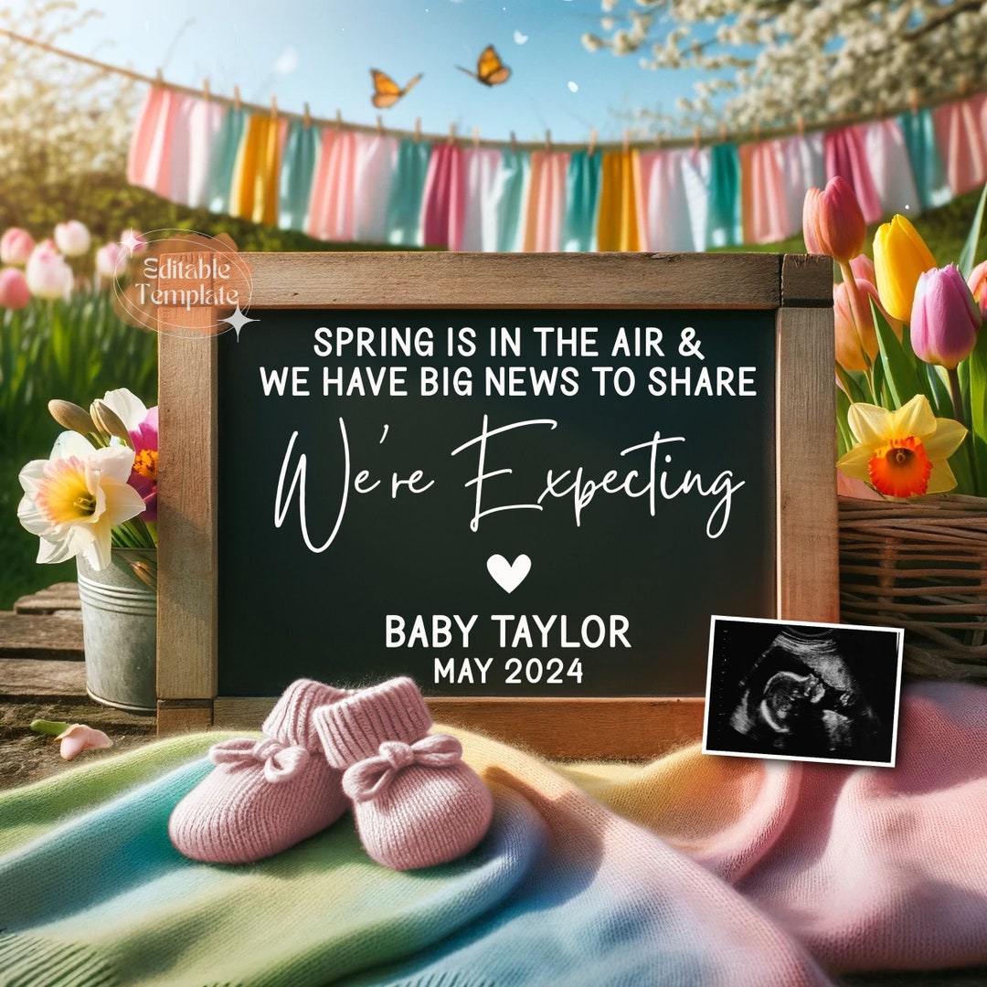 Spring is in the Air Pregnancy Announcement Digital Download It's a ...