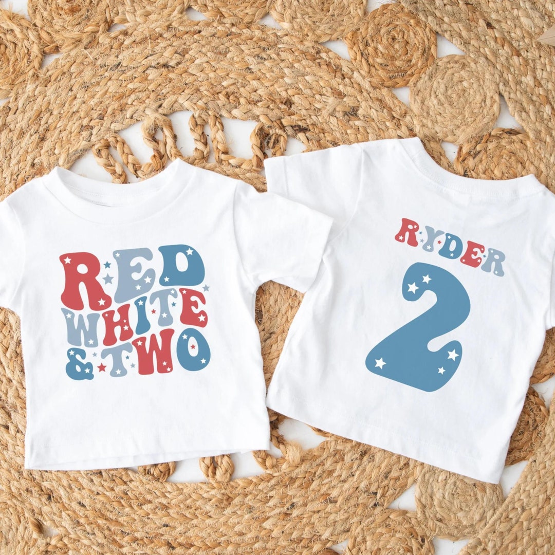 Custom Red White Two Birthday Shirt Fourth of July 2nd Birthday Shirts ...