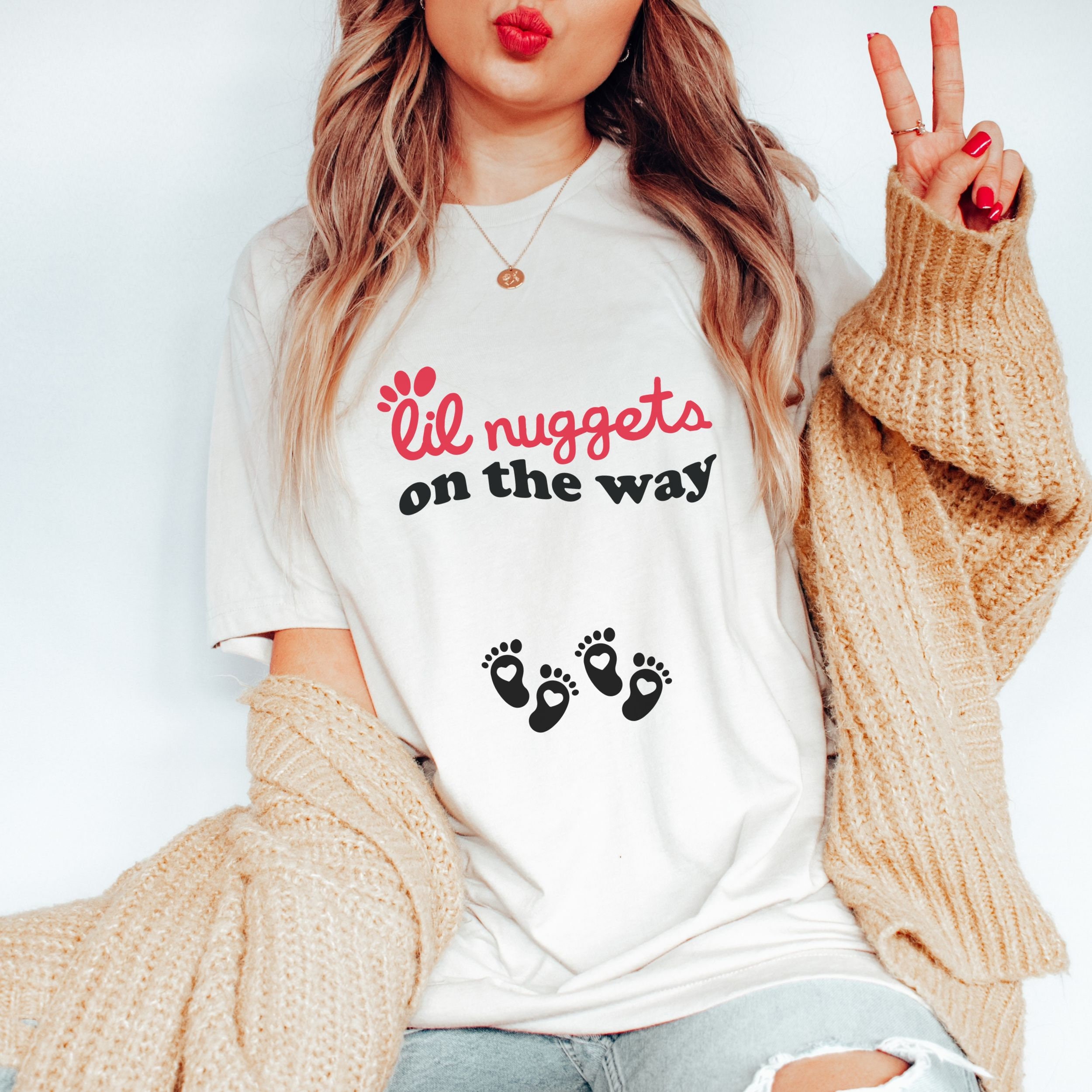 Twins Lil Nuggets on the Way Pregnancy Announcement Shirt Chicken ...