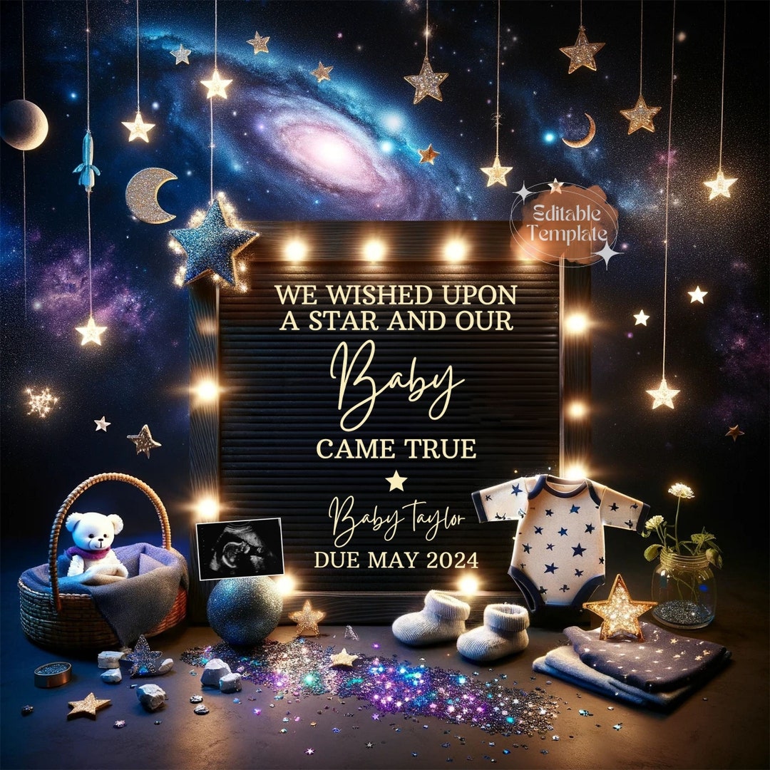 Shooting Star Pregnancy Announcement Digital Over the Moon Baby ...