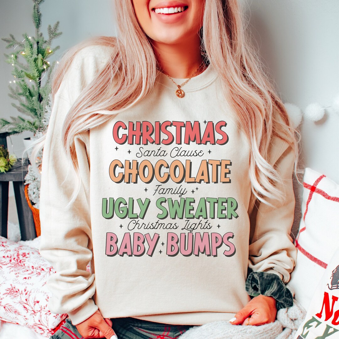 Baby Bumps Christmas Pregnancy Announcement Sweatshirt Xmas Maternity ...