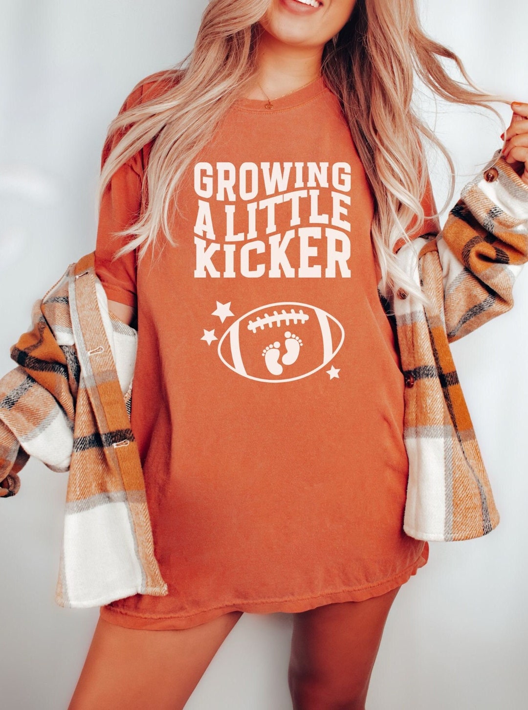 Growing A Little Kicker Shirt Football Pregnancy Announcement Comfort ...