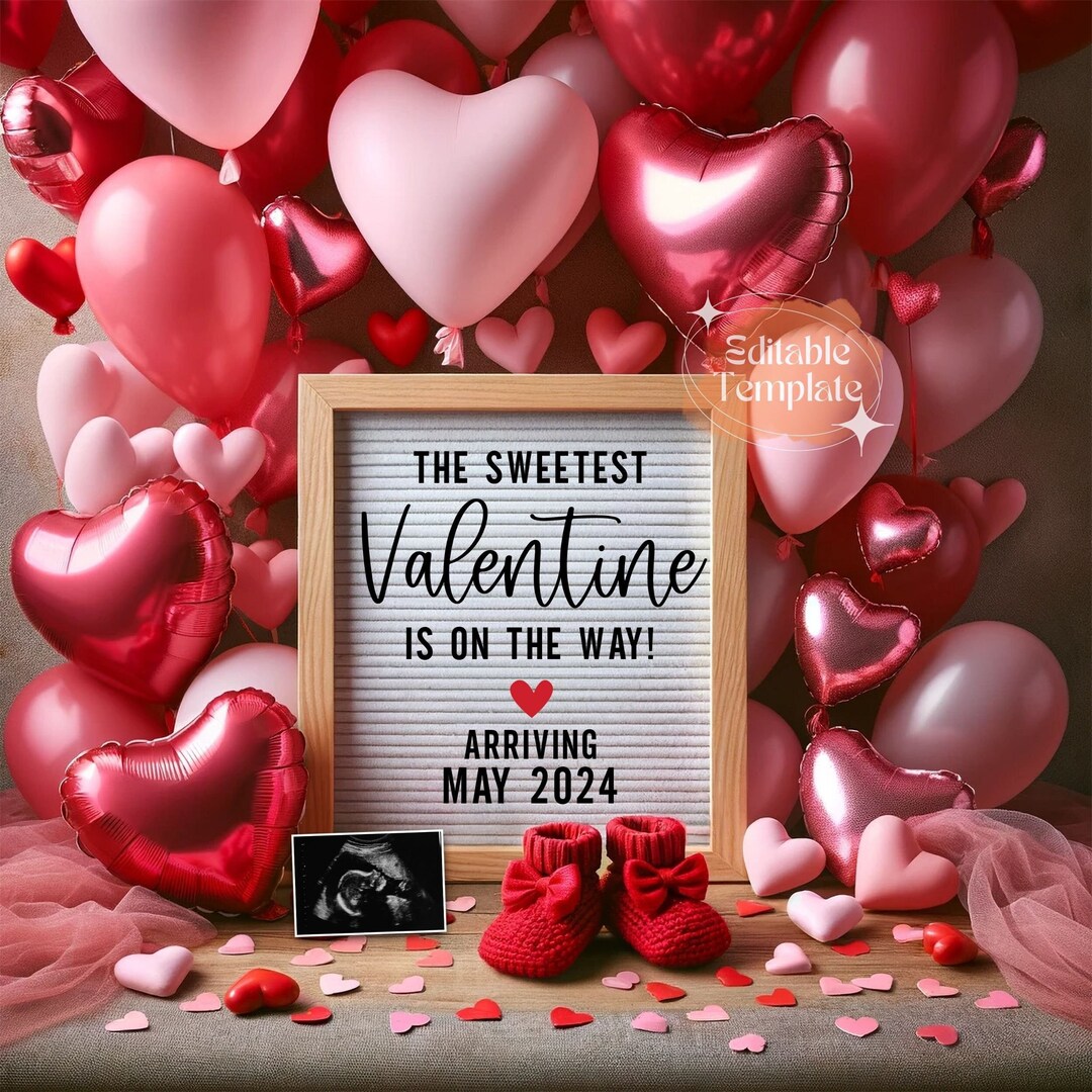 Digital Valentines Day Pregnancy Announcement, Sweetest Valentine Baby ...