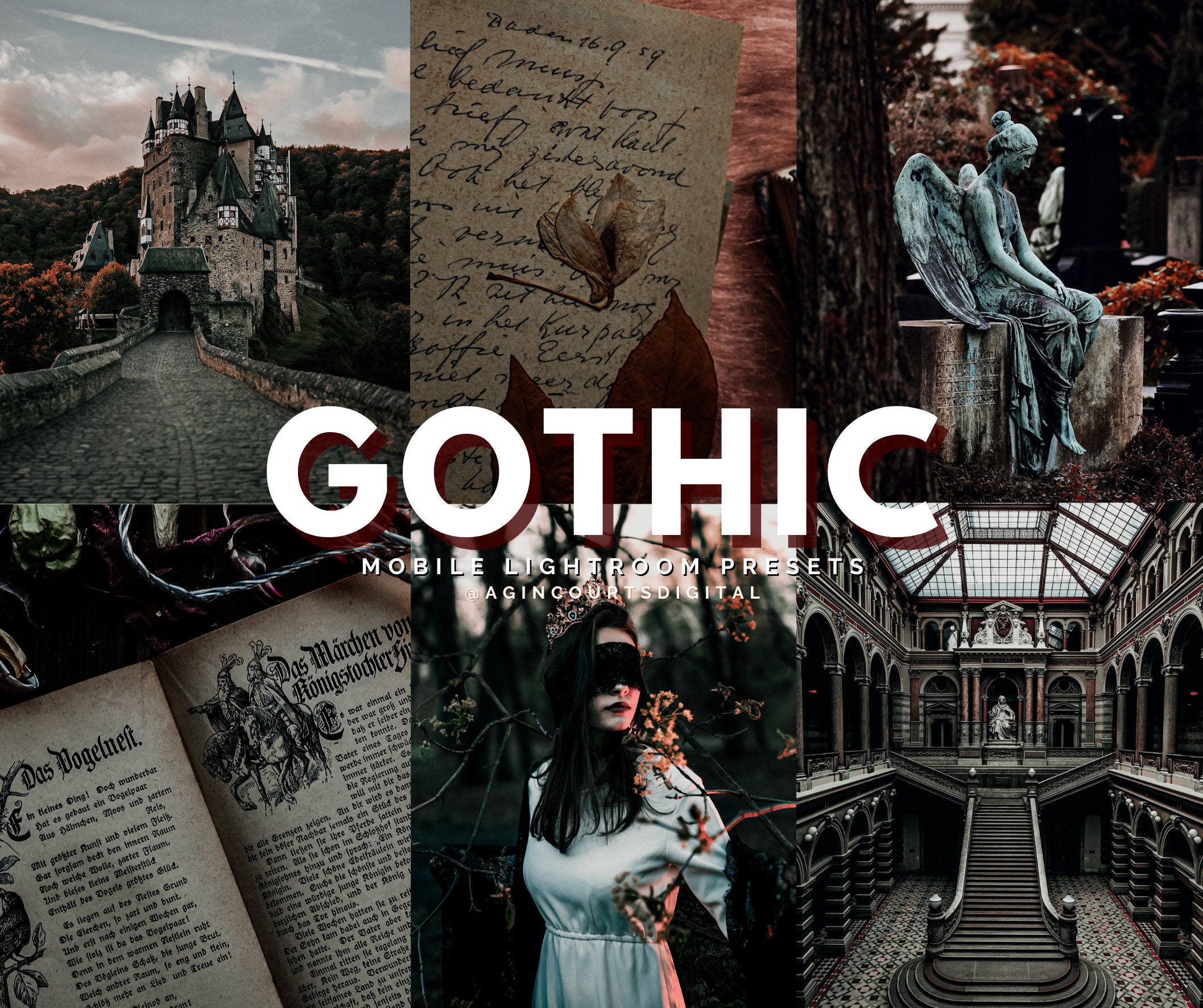 12 GOTHIC Mobile Lightroom Presets Dark Aesthetic, Bookstagram Presets ...
