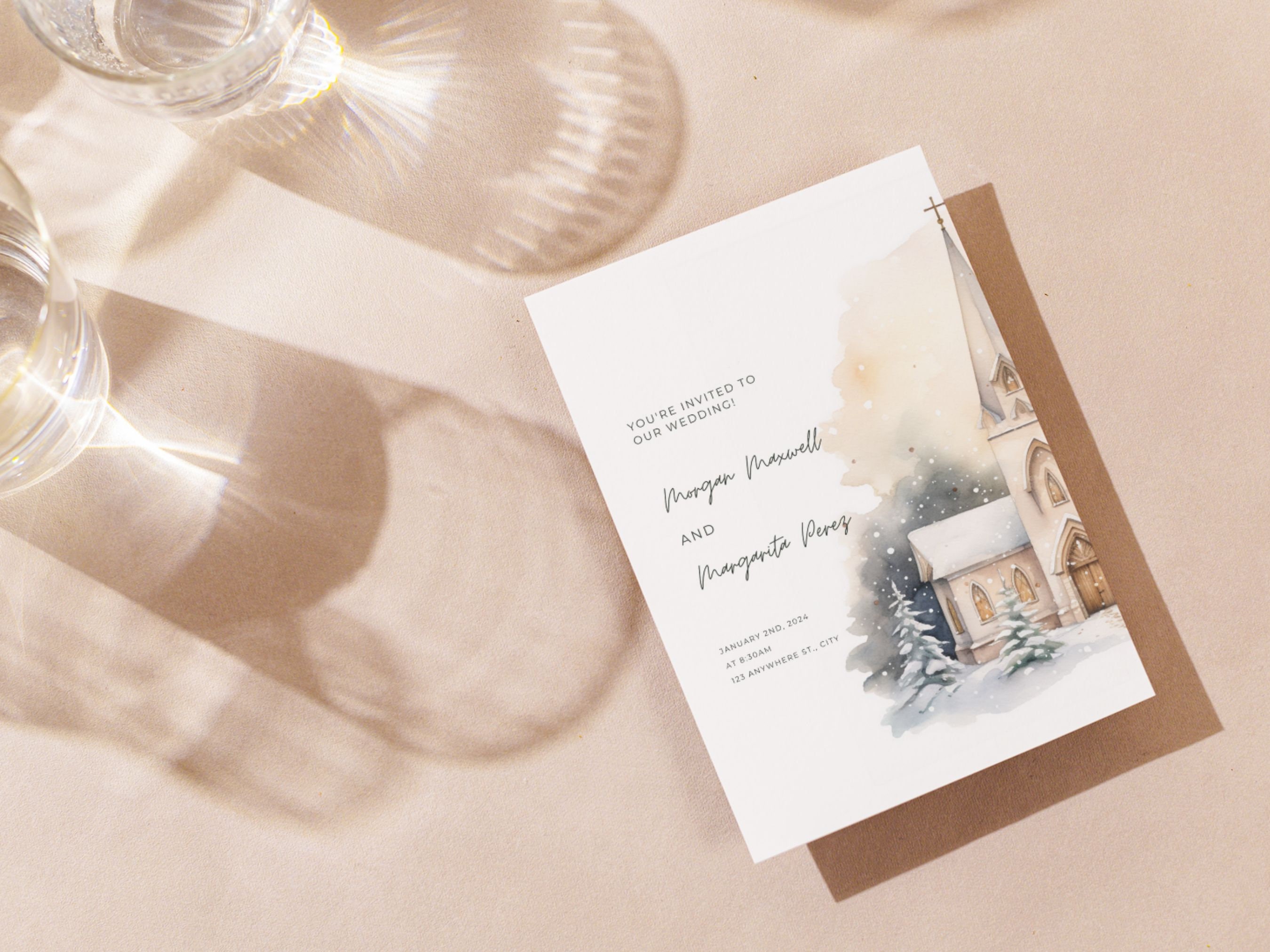 Snowy Church Clipart Winter Village Illustrations Winter Wedding for ...