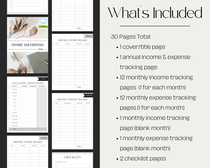 Simple Income & Expense Tracking Canva Template/small Business ...
