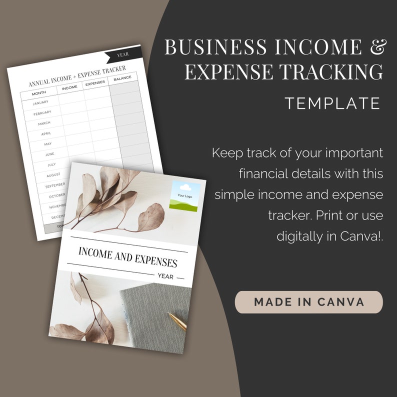 Simple Income & Expense Tracking Canva Template/small Business Organization/instant Download ...