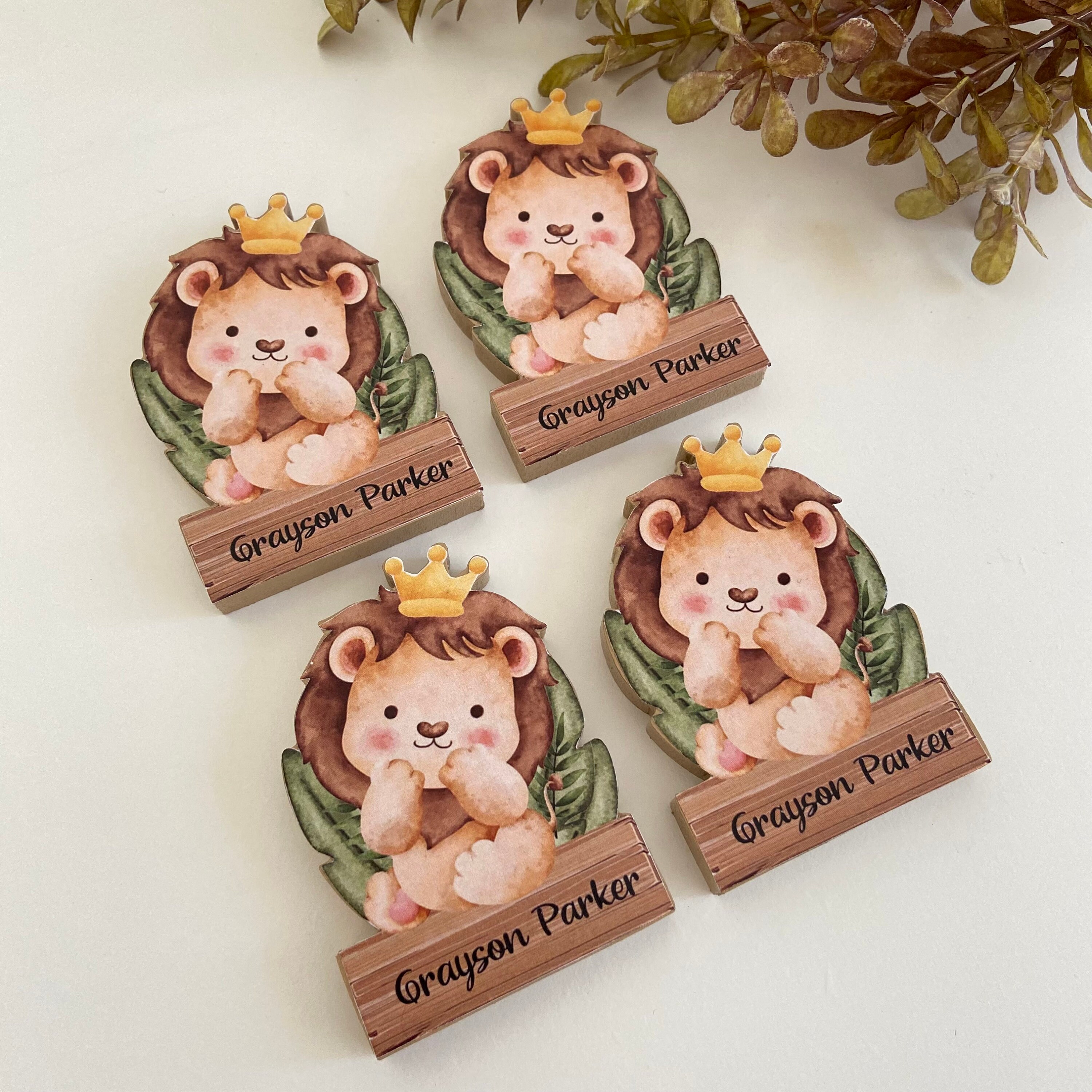 Personalized Wooden Lion Magnet Baby Shower Gifts, Baby Shower Host ...