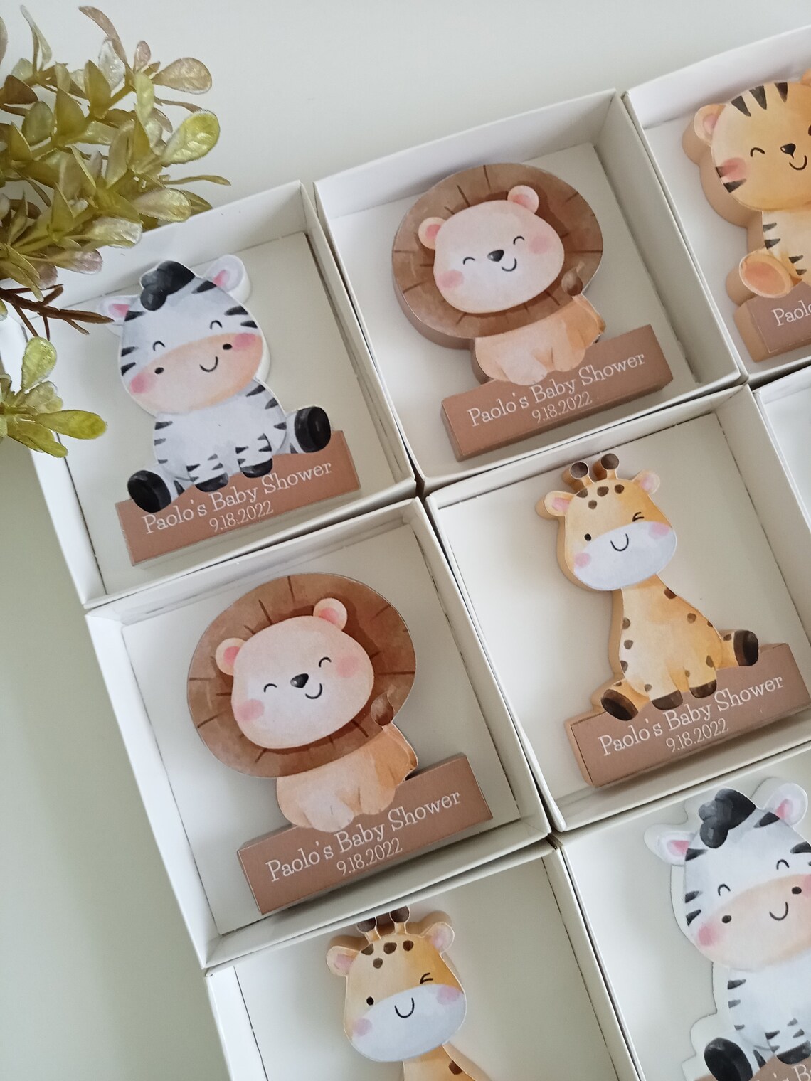 Set of 10 Personalized Baby Jungle / Safari / Zoo Animal Party Gifts ...