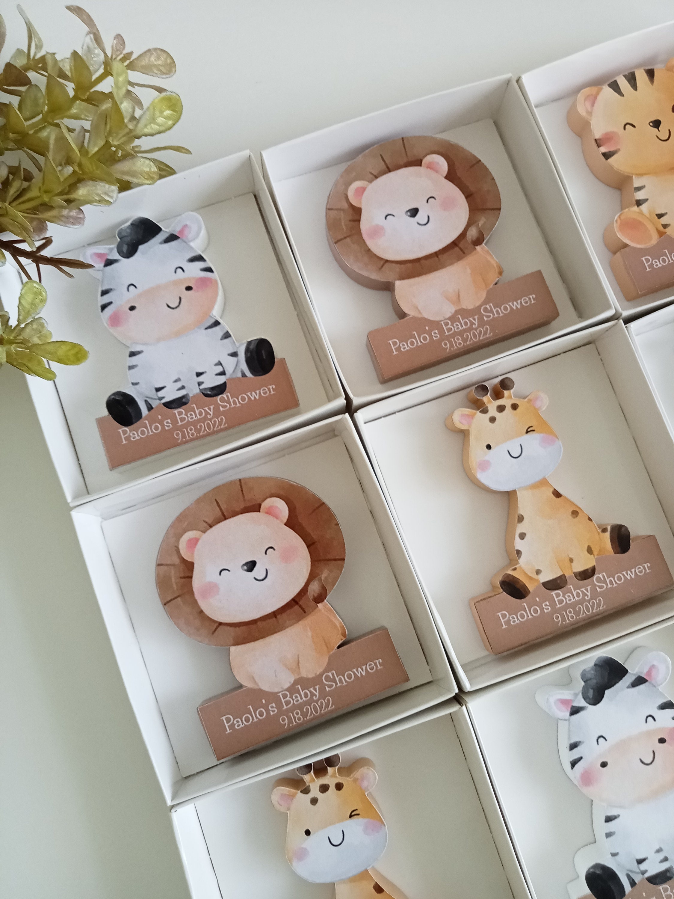 Set of 10 Personalized Baby Jungle / Safari / Zoo Animal Party Gifts ...