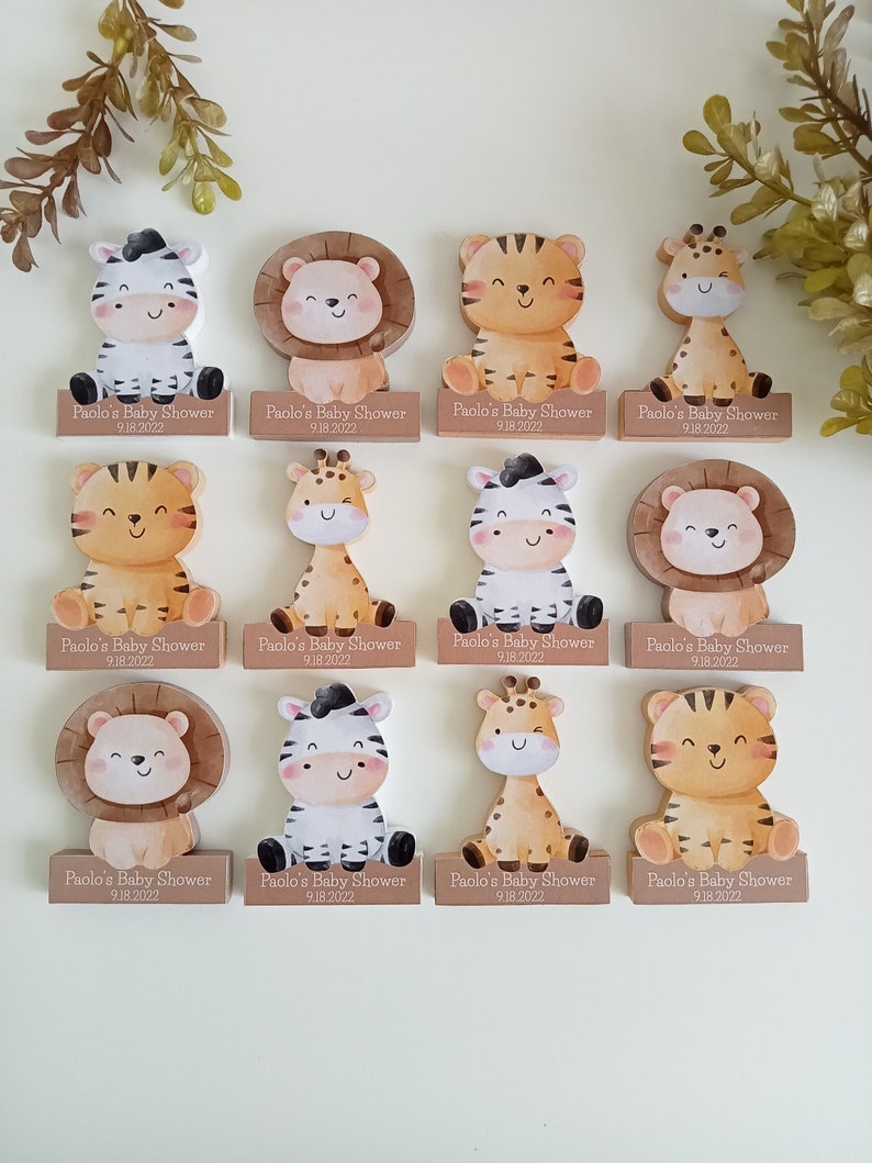 Set of 10 Personalized Baby Jungle / Safari / Zoo Animal Party Gifts ...