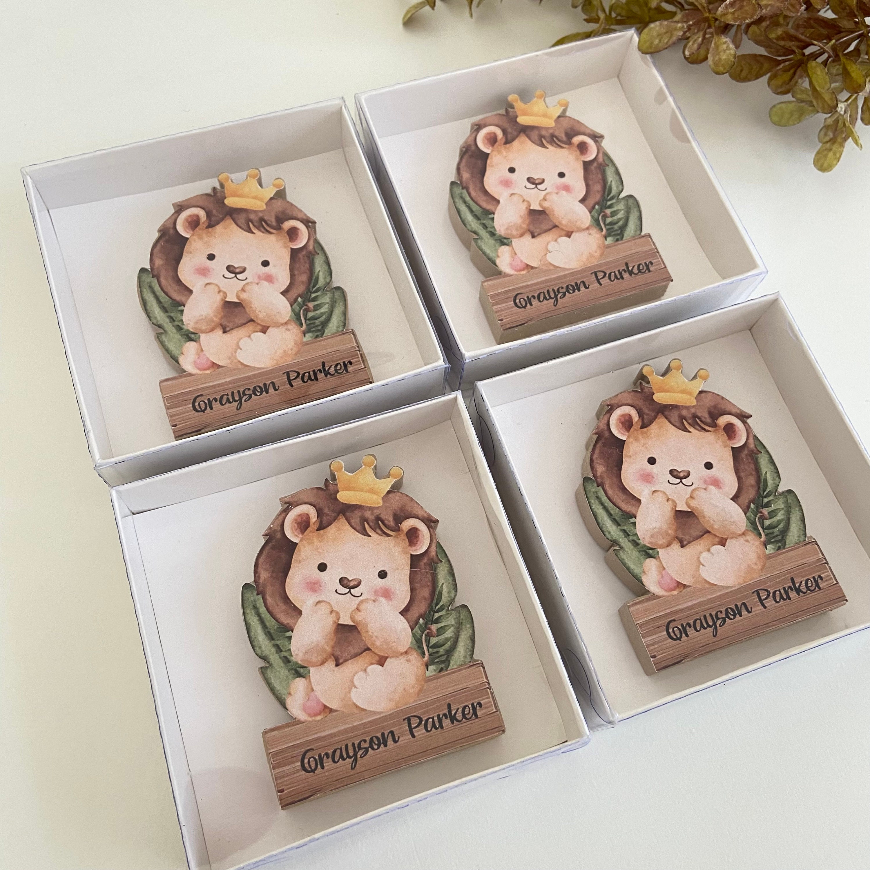 Personalized Wooden Lion Magnet Baby Shower Gifts, Baby Shower Host ...