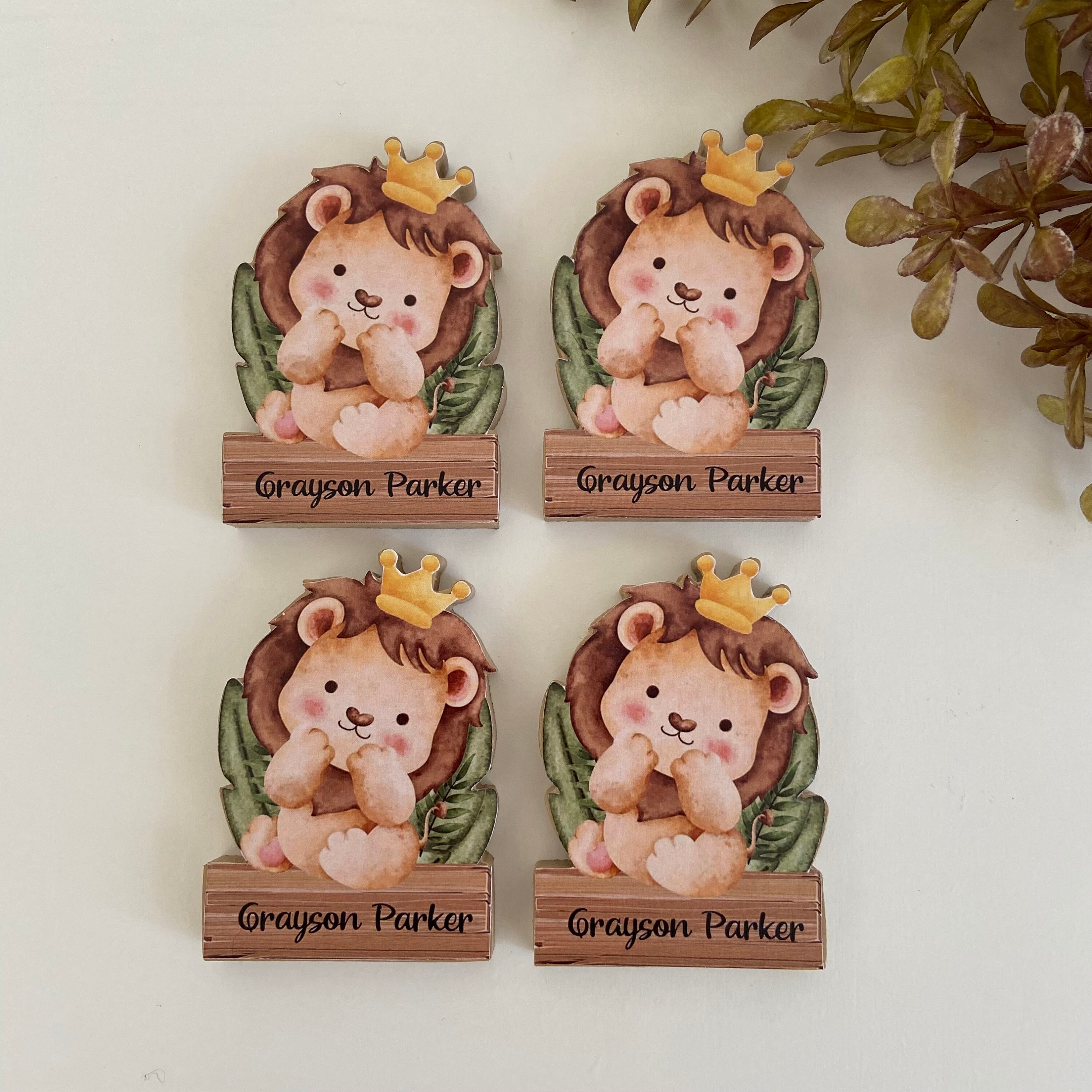 Personalized Wooden Lion Magnet Baby Shower Gifts, Baby Shower Host ...